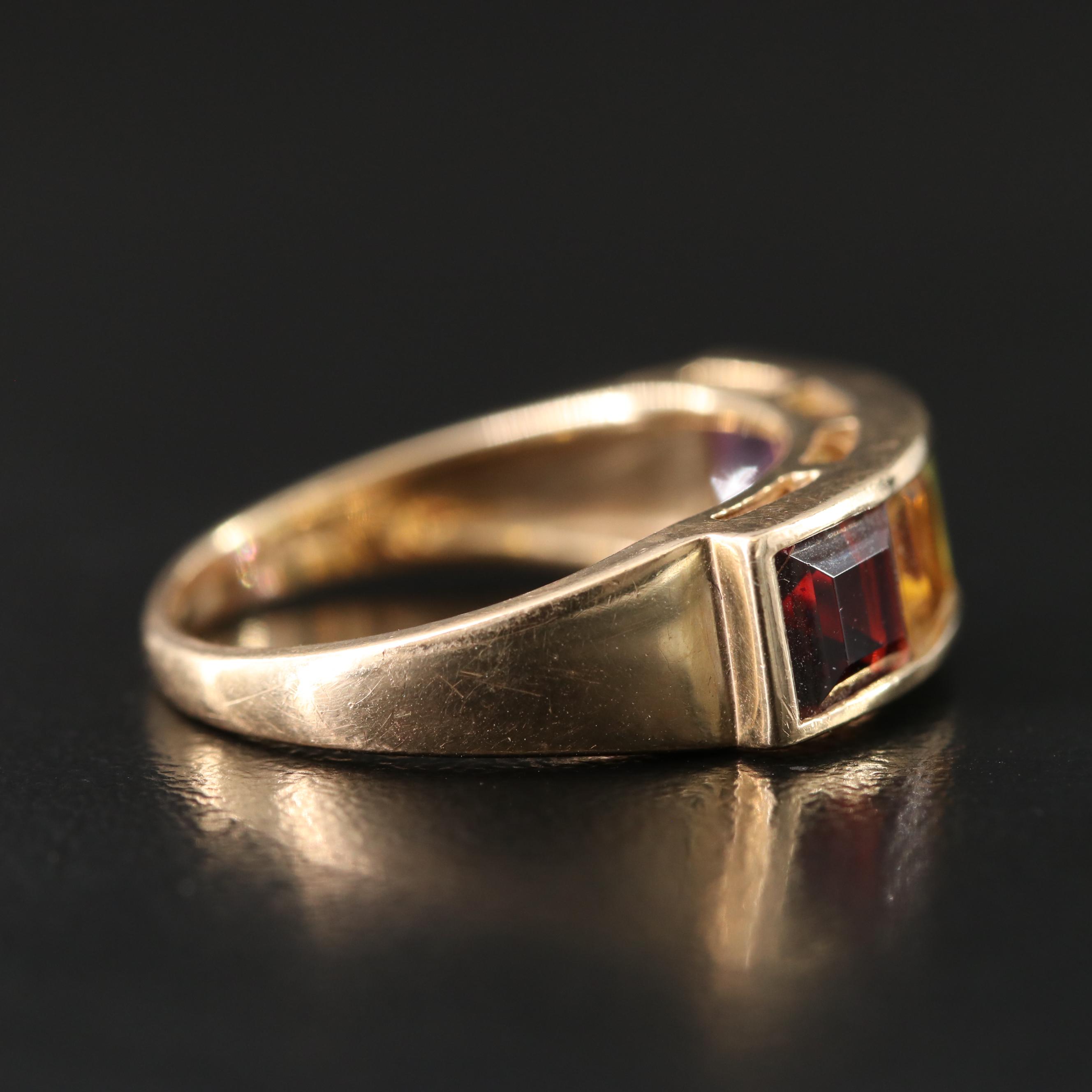 14K Garnet, Peridot, Citrine and Amethyst Ring | EBTH