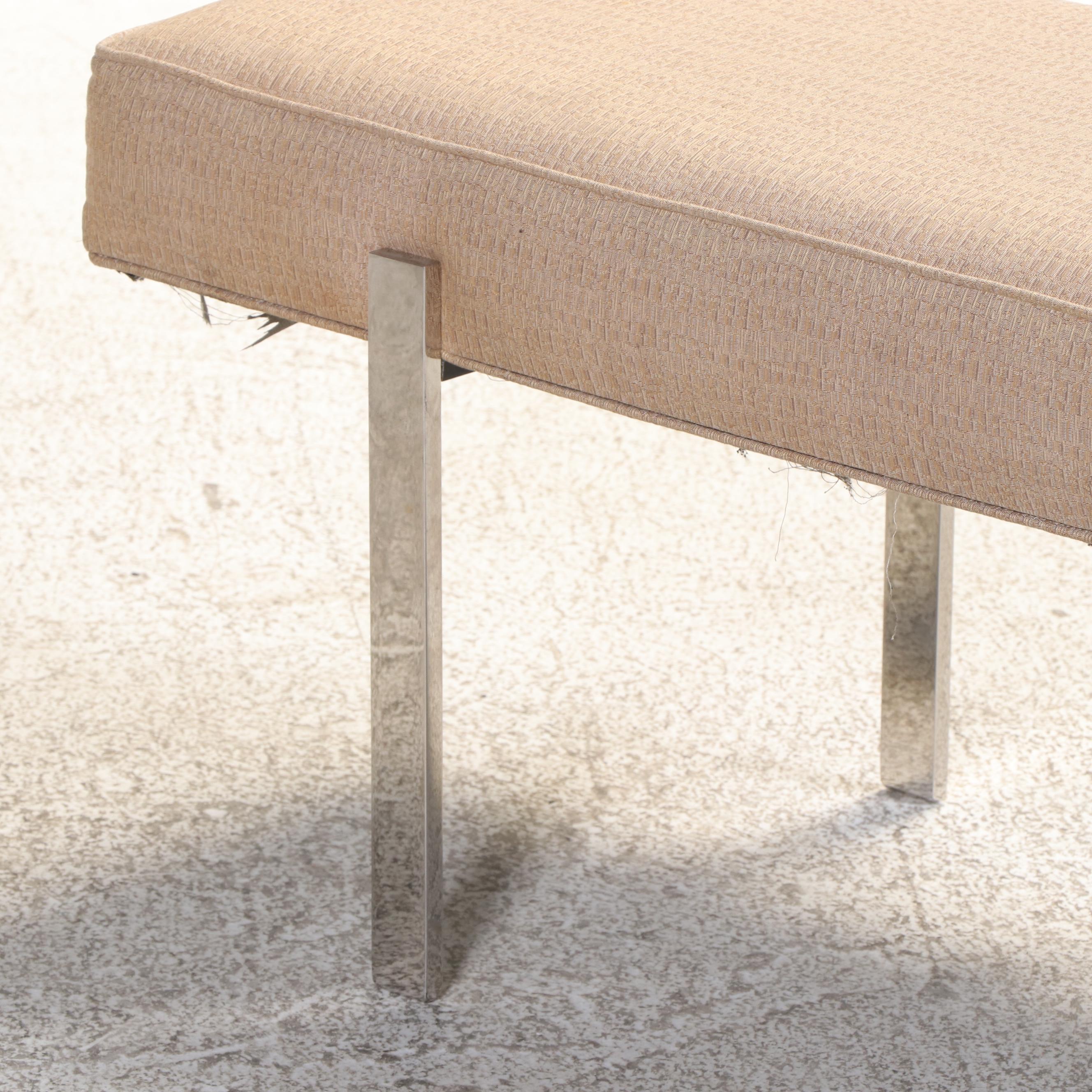 Postmodern Style Upholstered Bench with Chrome Legs | EBTH