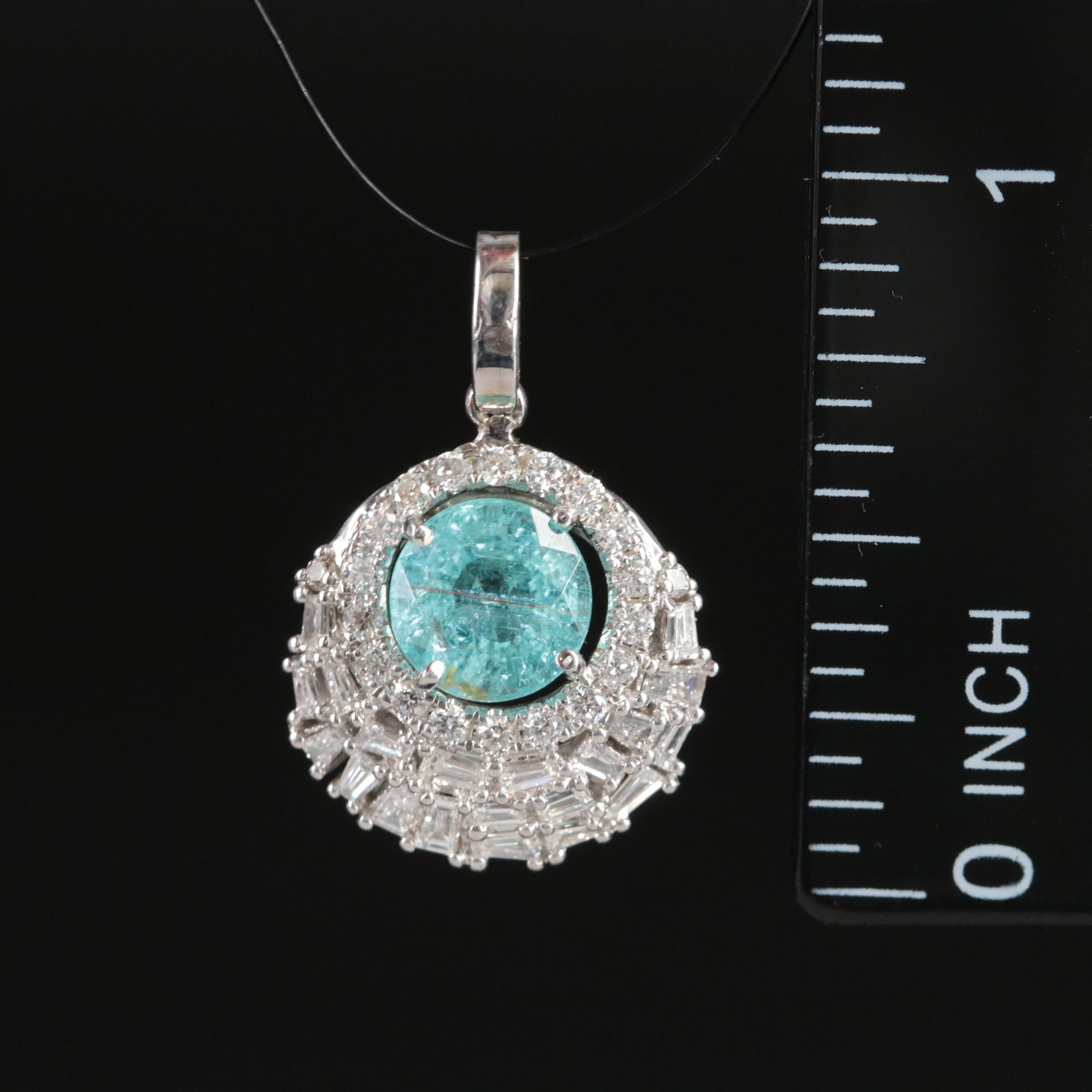 18K 1.52 CT Paraiba Tourmaline and Diamond Pendant with GIA Report | EBTH