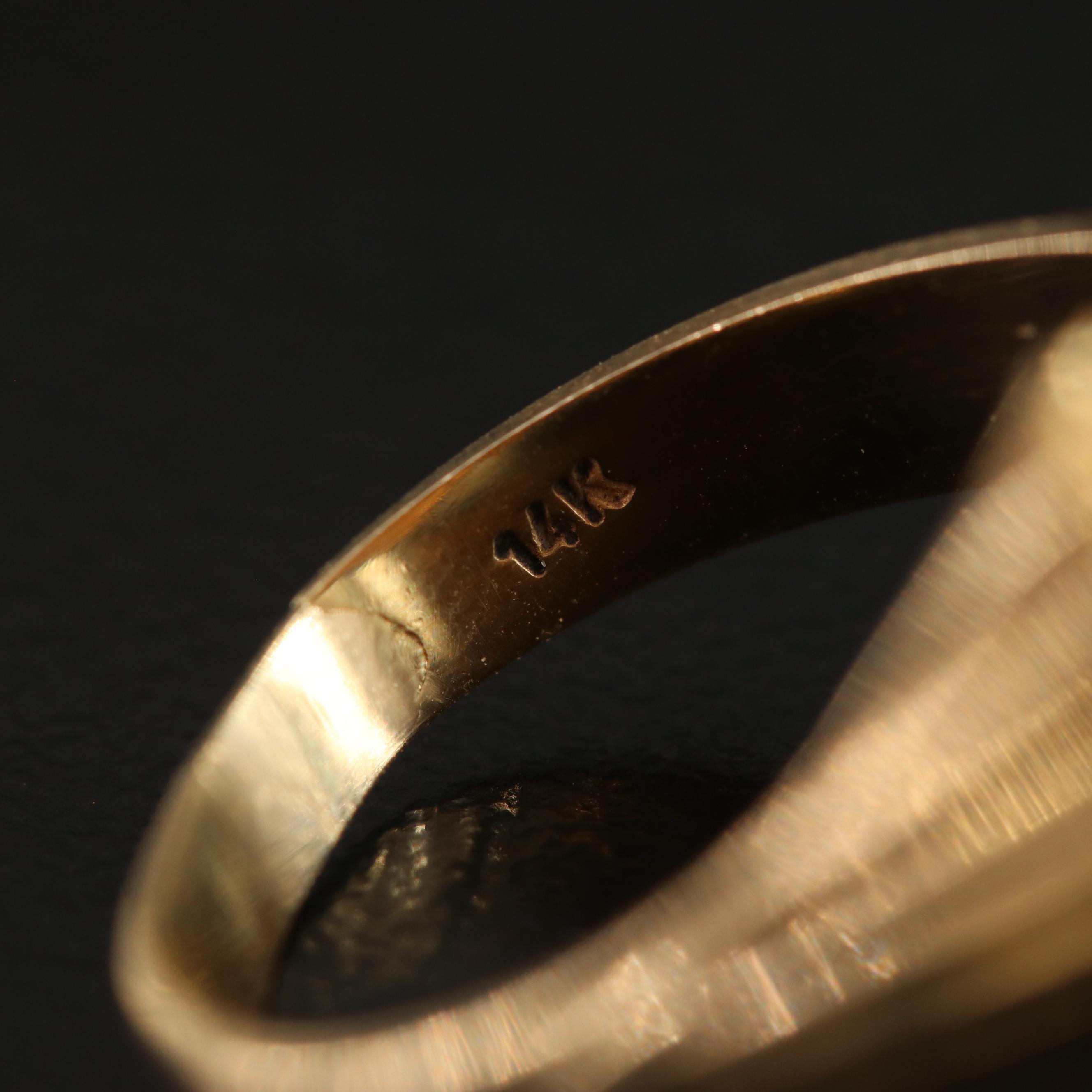 14K Fluted Ring and Herringbone Necklace | EBTH