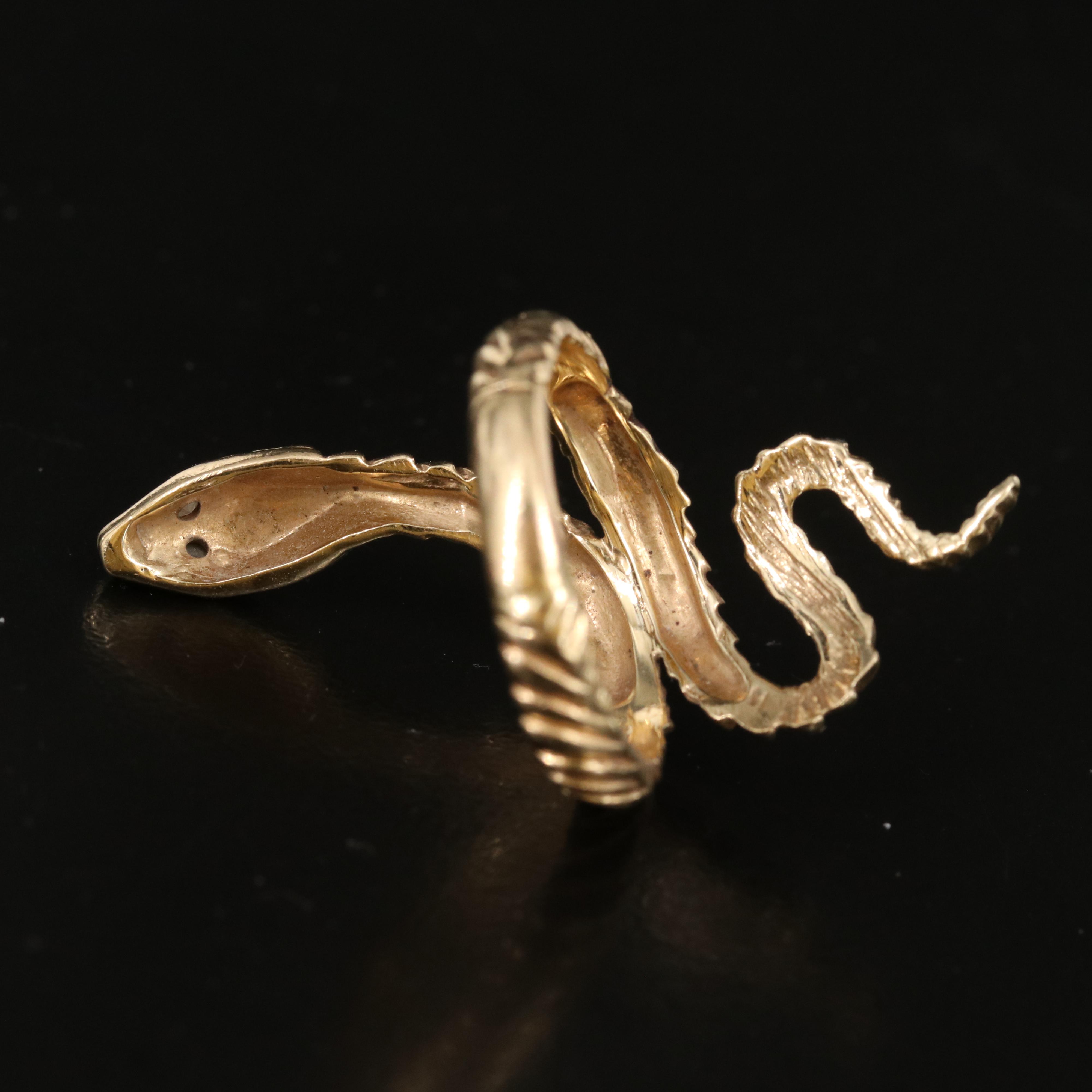 14K Snake Ring with Diamond Eyes | EBTH