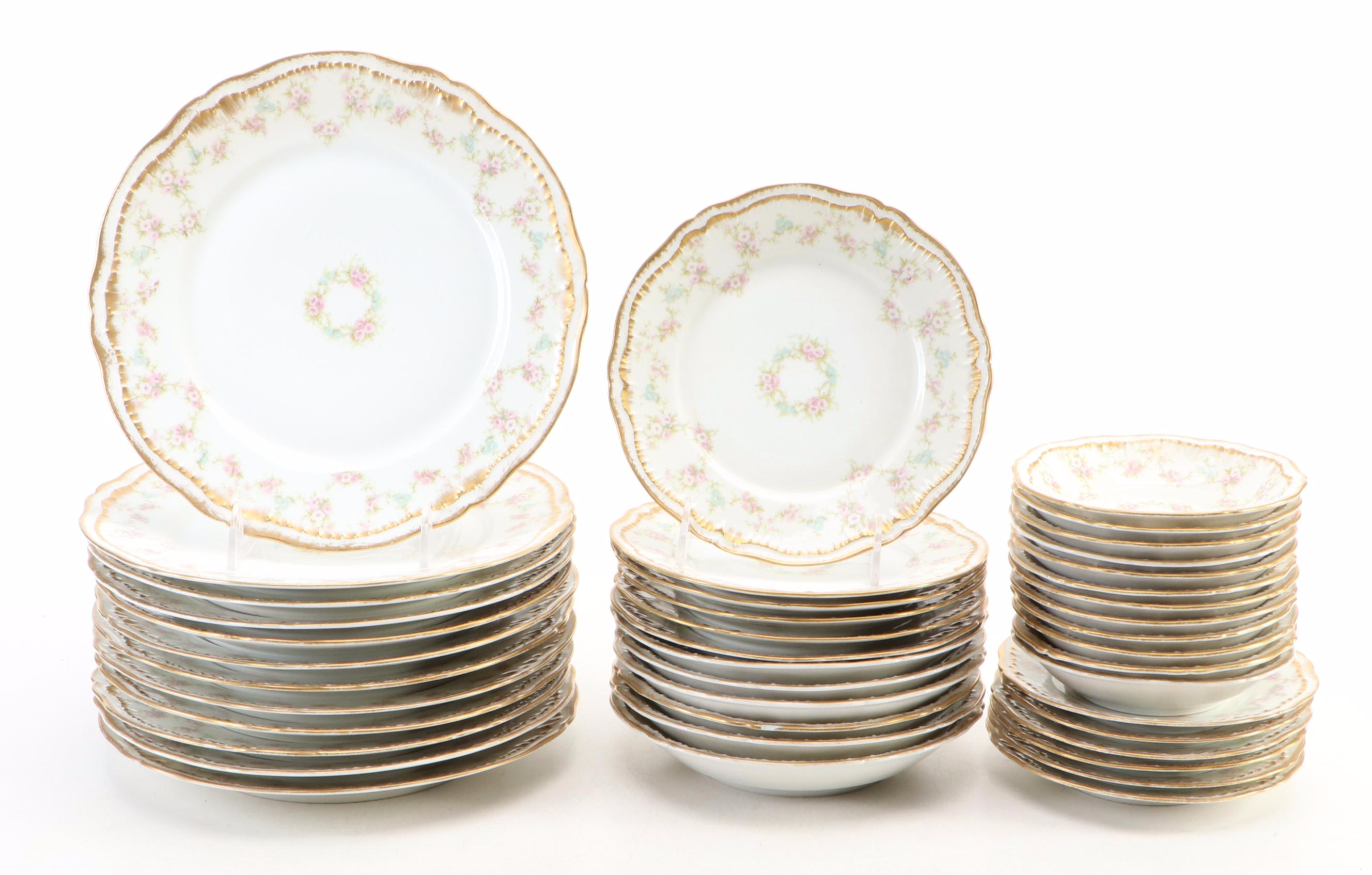 Theodore Haviland Limoges Porcelain Gilt Accented Dinnerware, Early ...