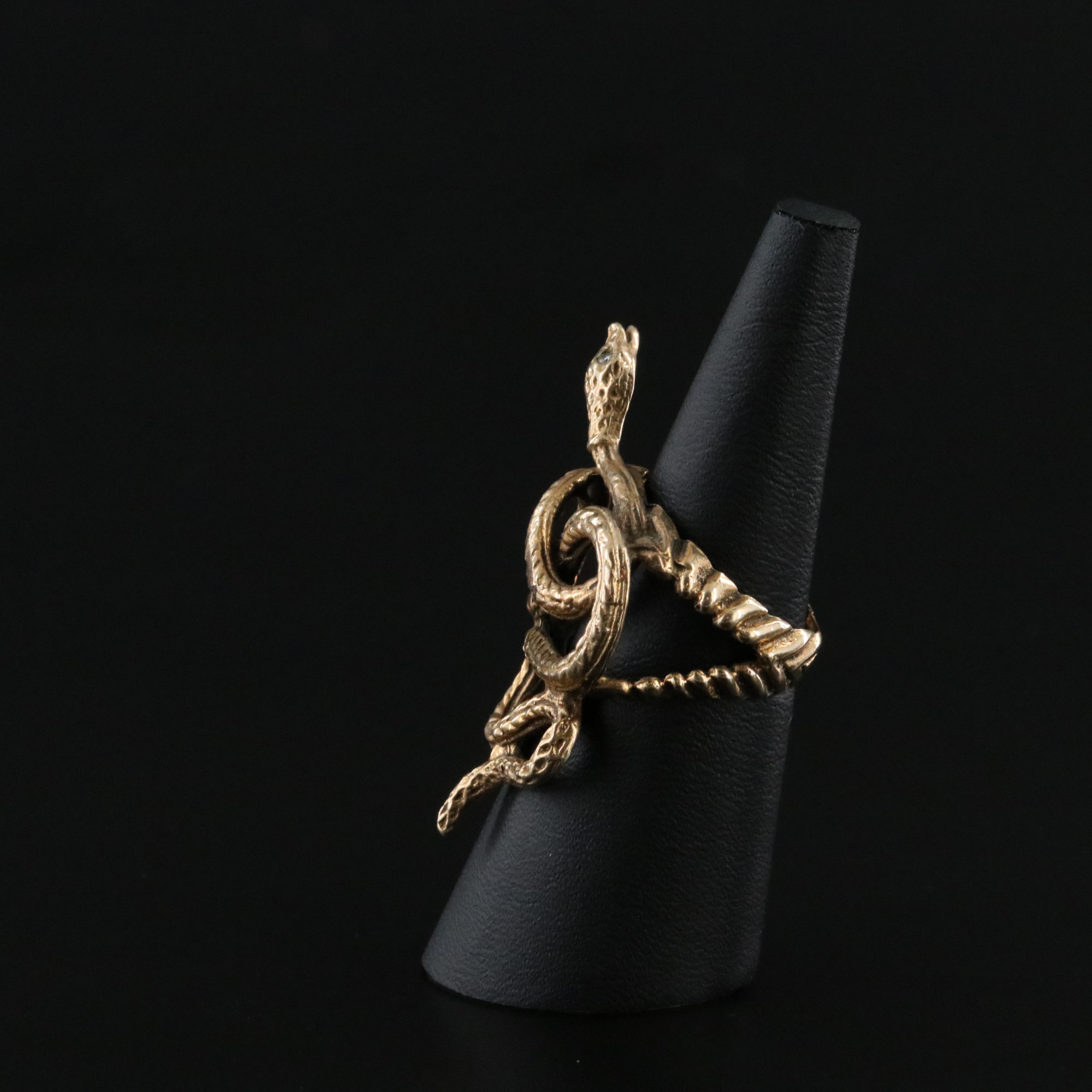 Vintage 10K 0.02 CTW Diamond Snake Ring | EBTH
