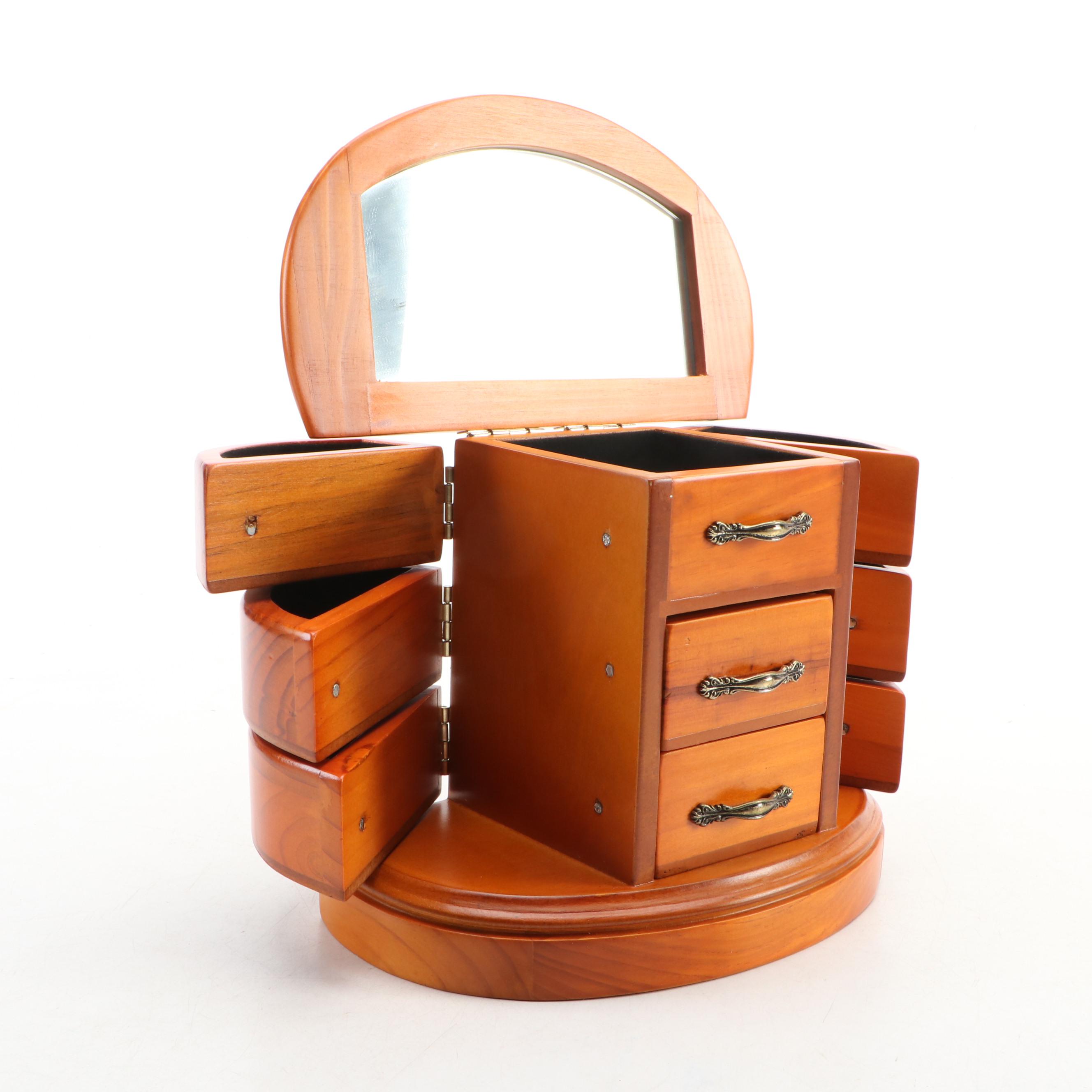 Oak Vanity Top Jewelry Boxes, Contemporary | EBTH