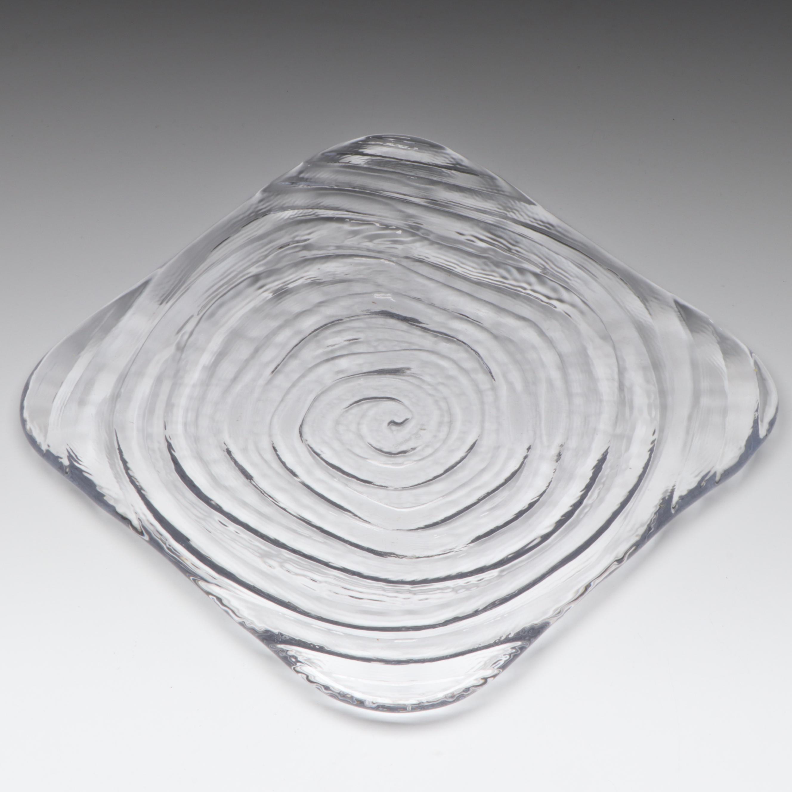 Bombay Crystal Decanter with Simon Pearce Spiral Motif Glass Bowls and ...