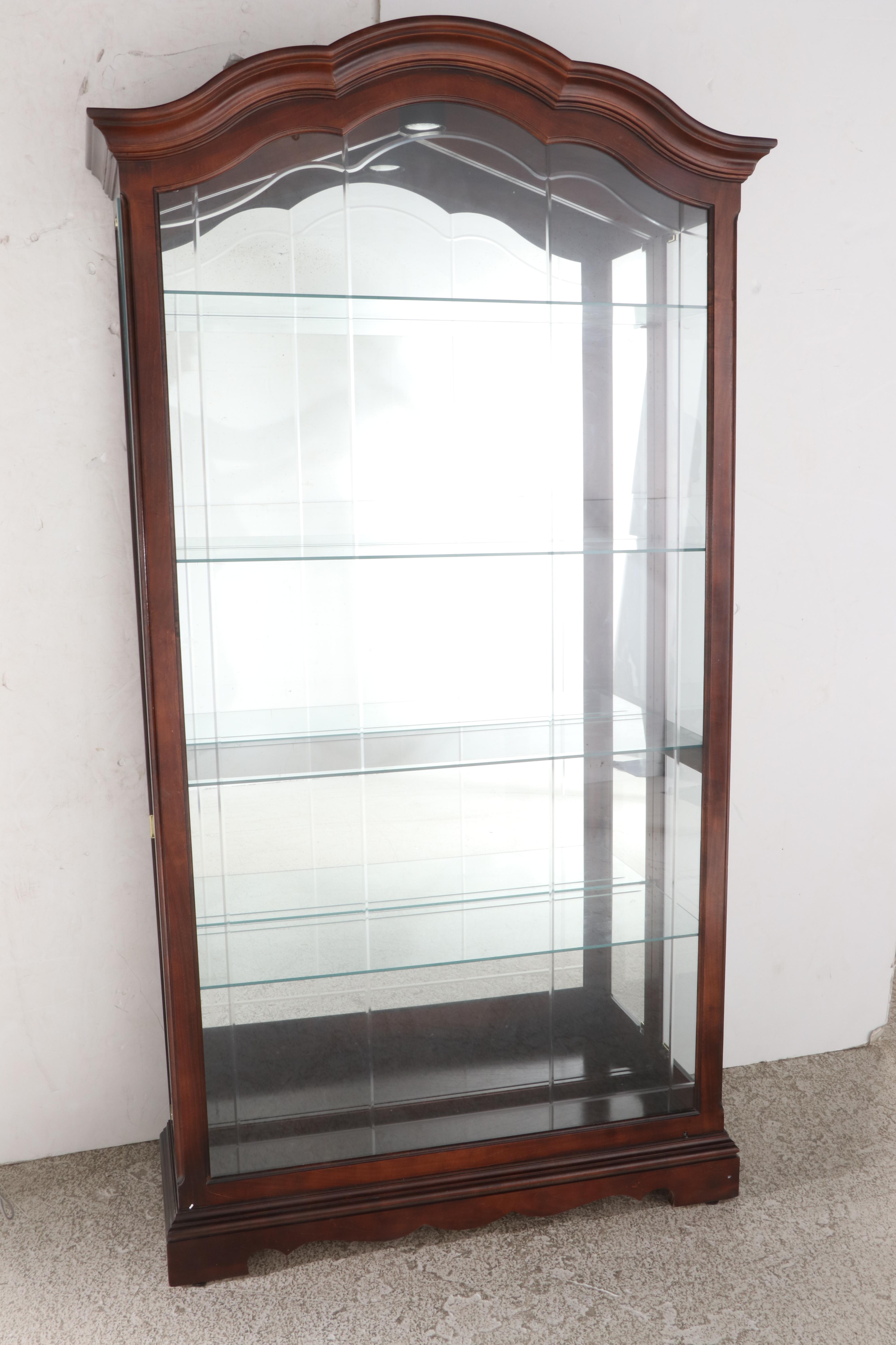 Howard Miller Wood and Glass Illuminated Display Cabinet, Late 20th ...