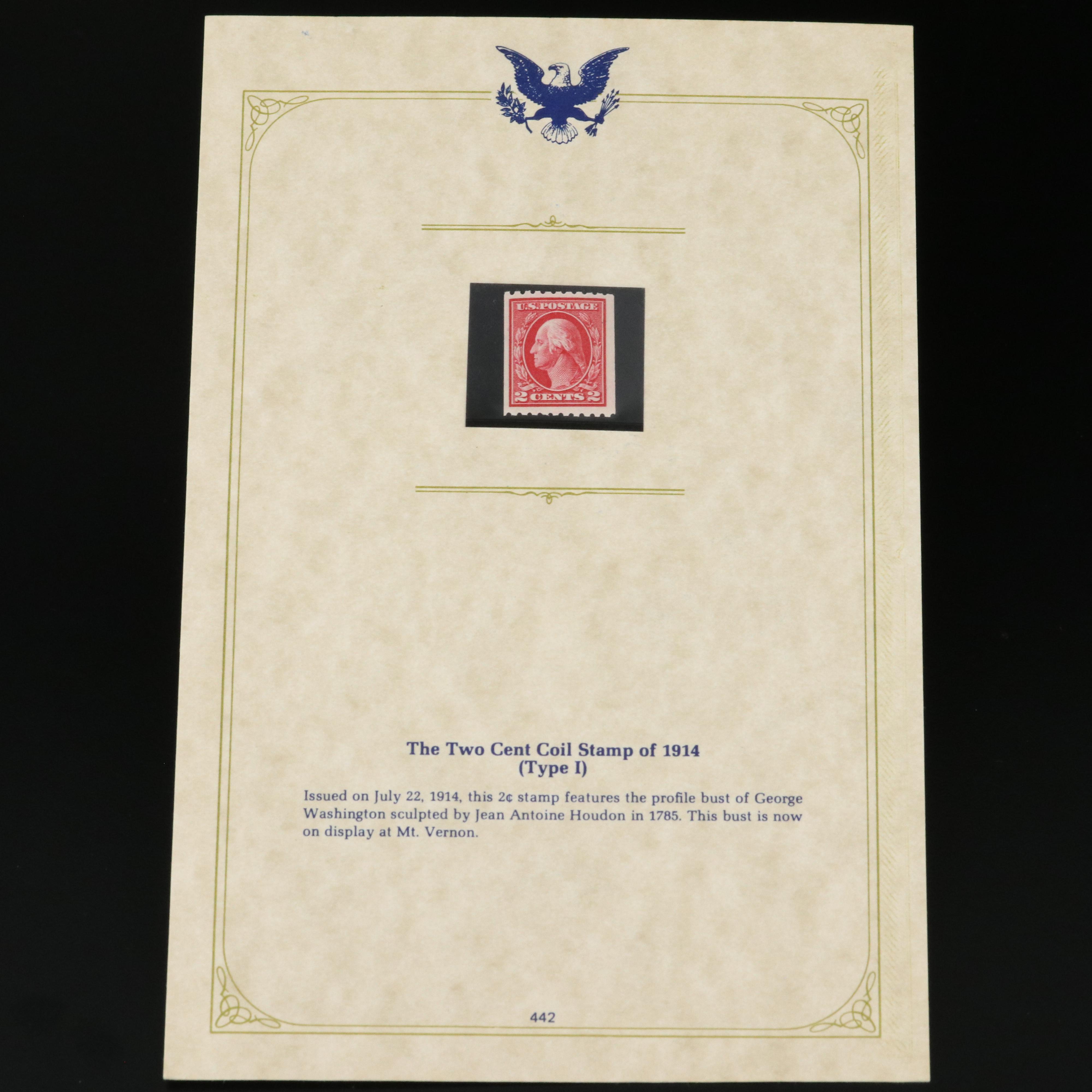 1914 U.S. 2-Cent Coil Stamp, Washington, Type I, Scott 459 | EBTH