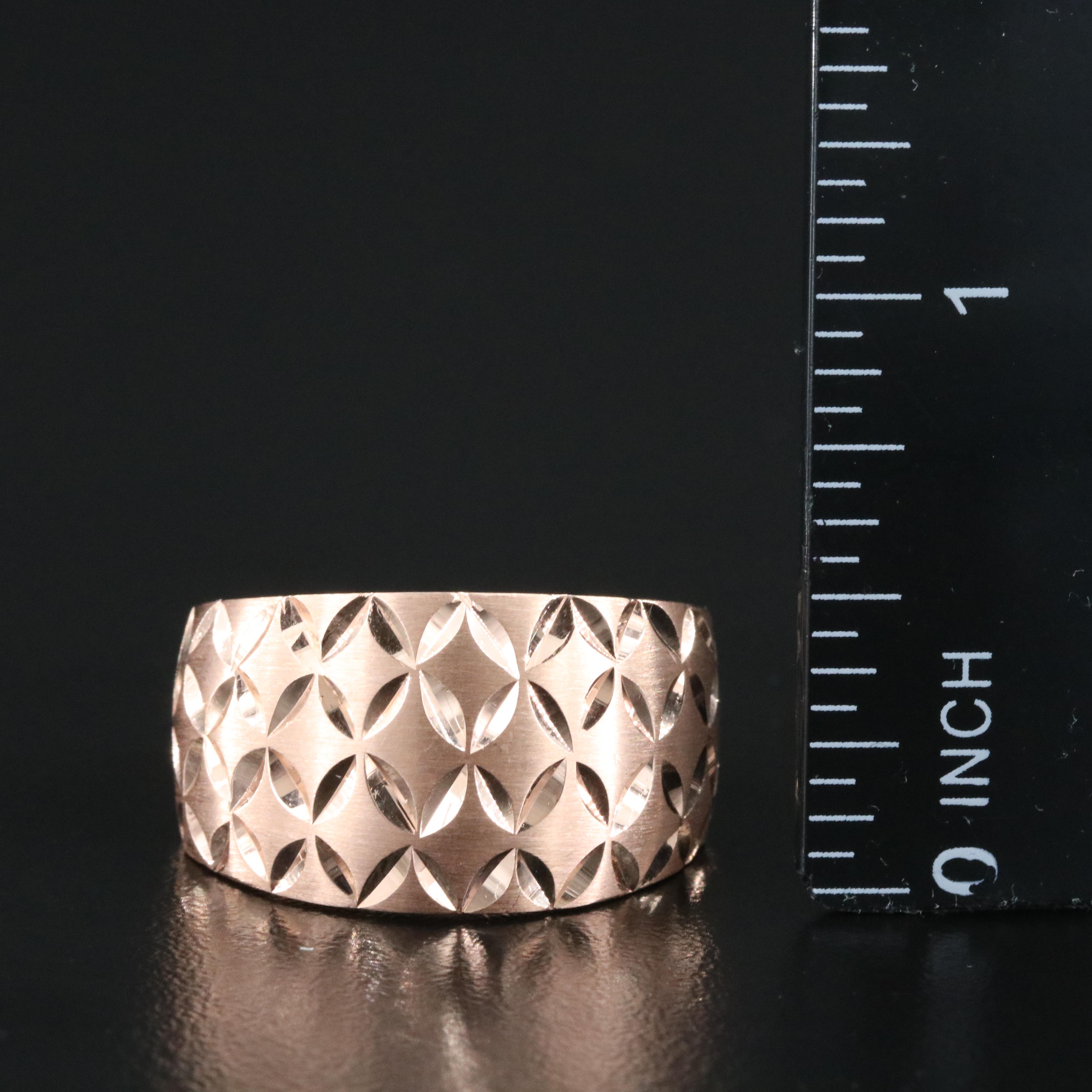 14K Rose Gold Dome Ring with Diamond-Cut Finish | EBTH