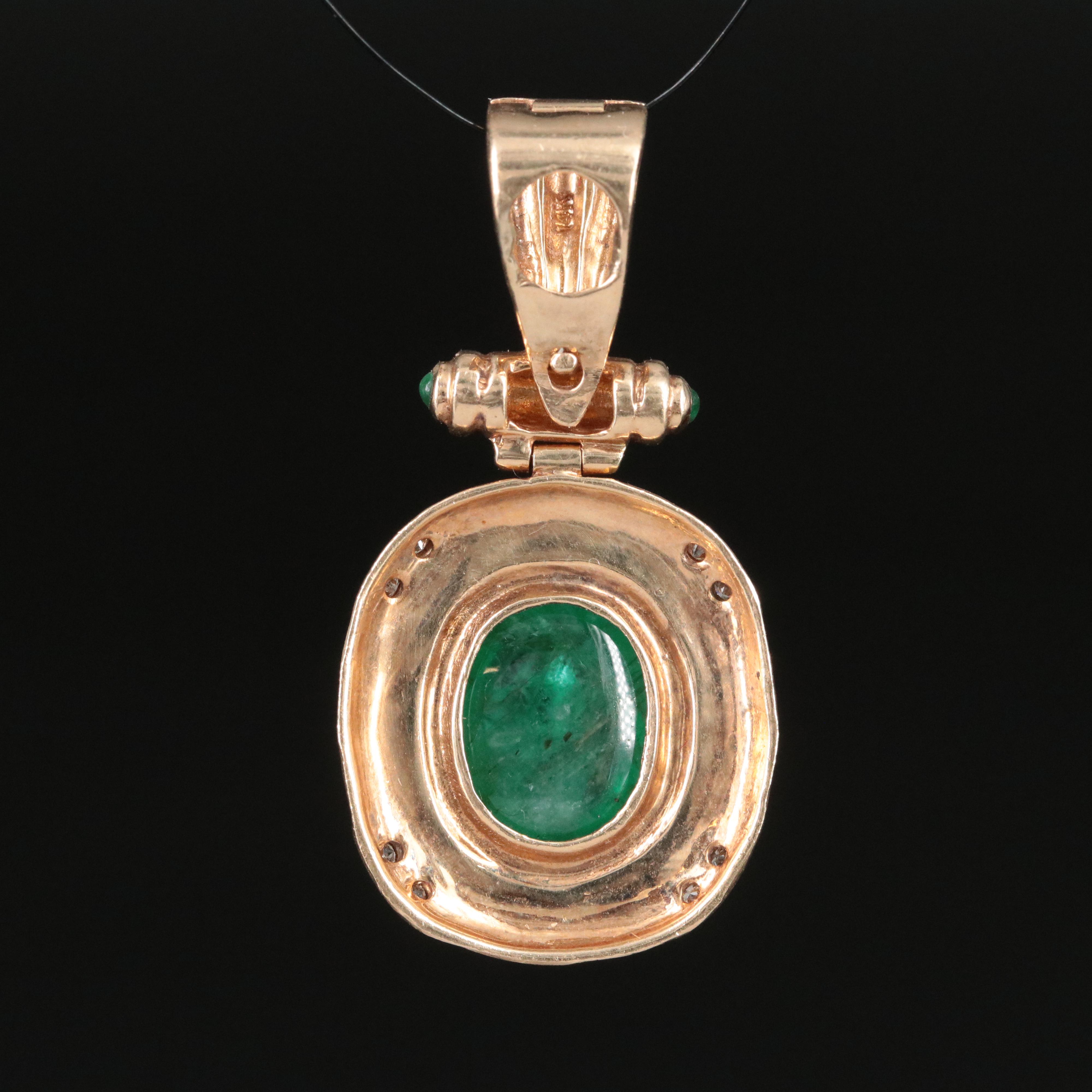 14K 6.30 CT Emerald and Diamond Enhancer Pendant with Emerald Accents ...