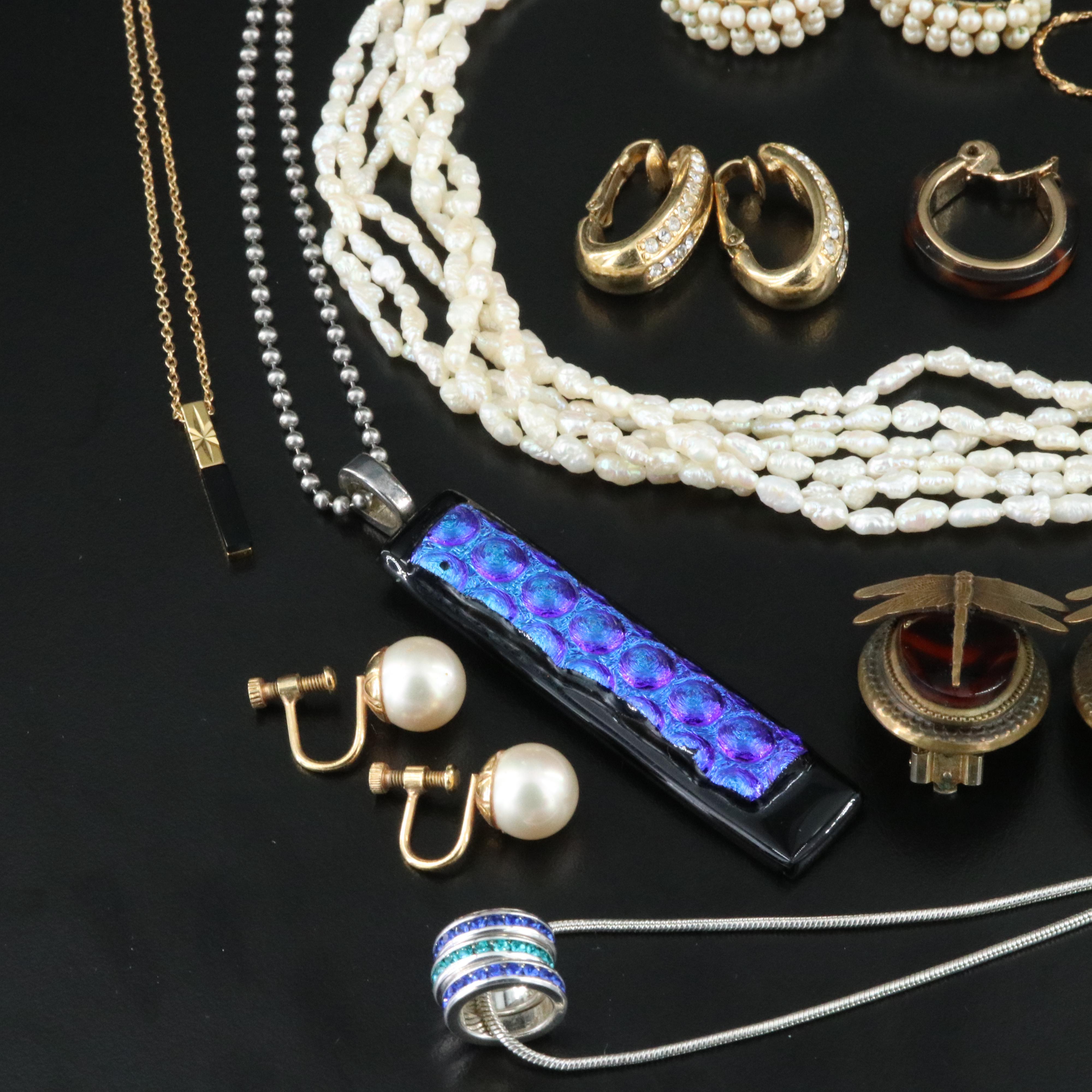 Dragonfly and Trifari Clip Earrings Featured with Assorted Jewelry | EBTH