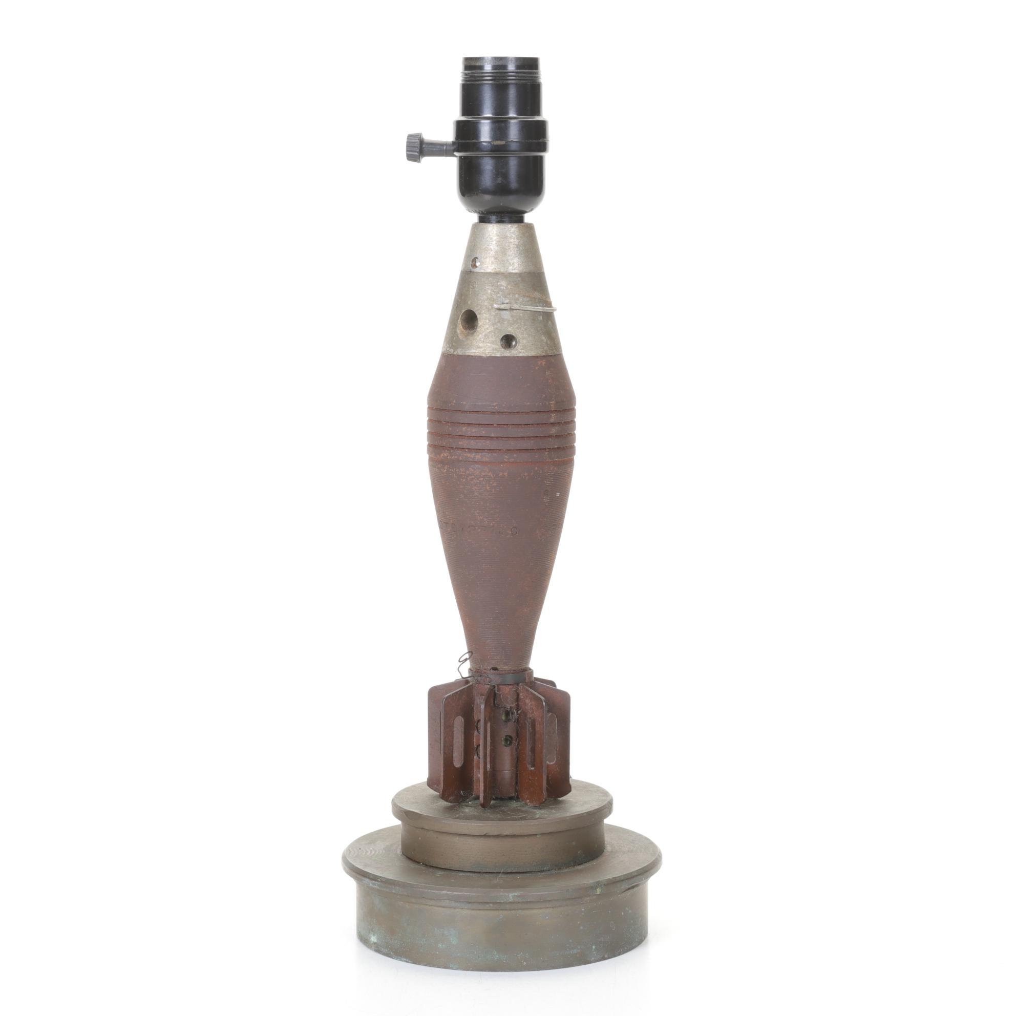WW2 Era M49A2 Mortar Shell Table Lamp | EBTH