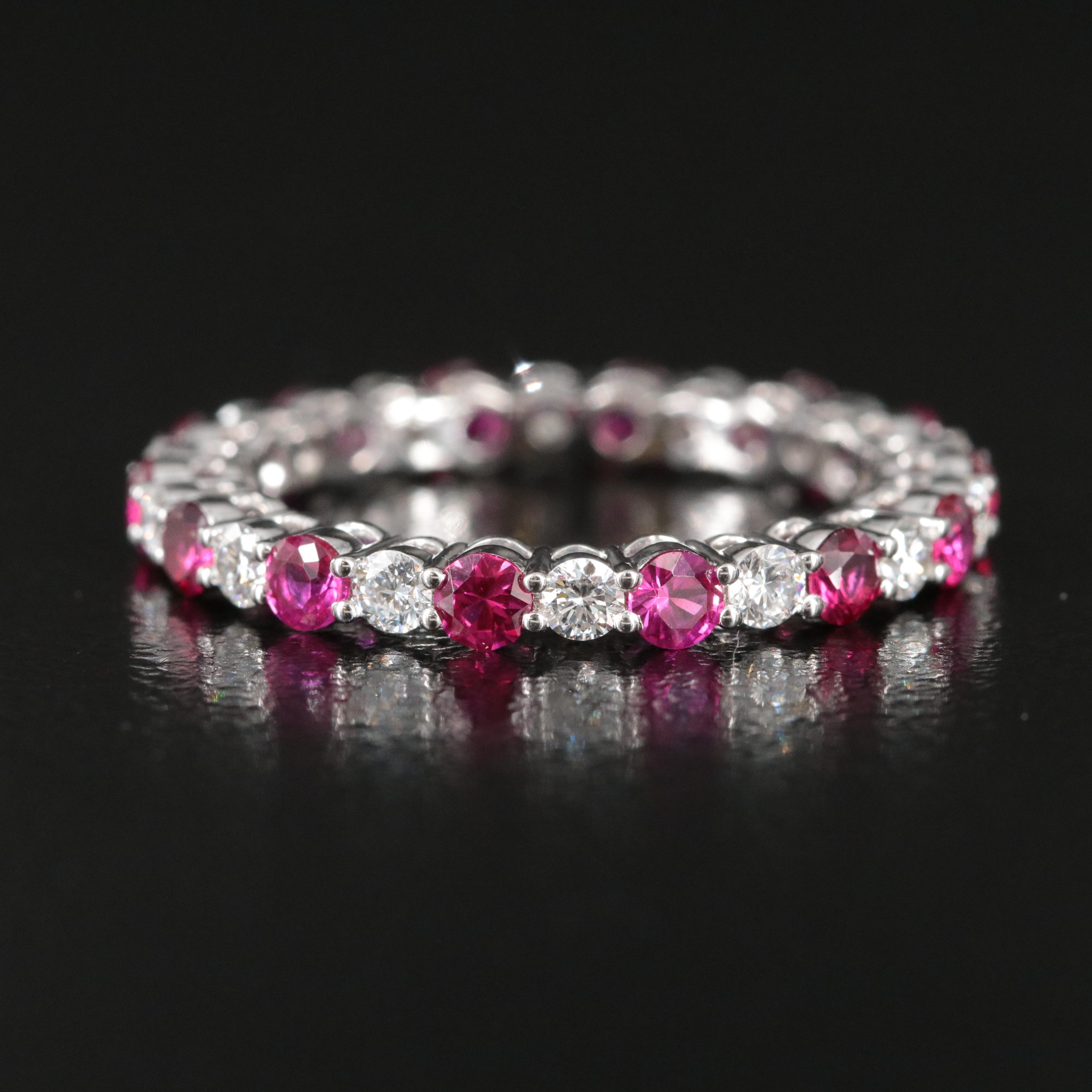 14K 1.03 CTW Ruby and 0.68 CTW Lab Grown Diamond Eternity Band | EBTH