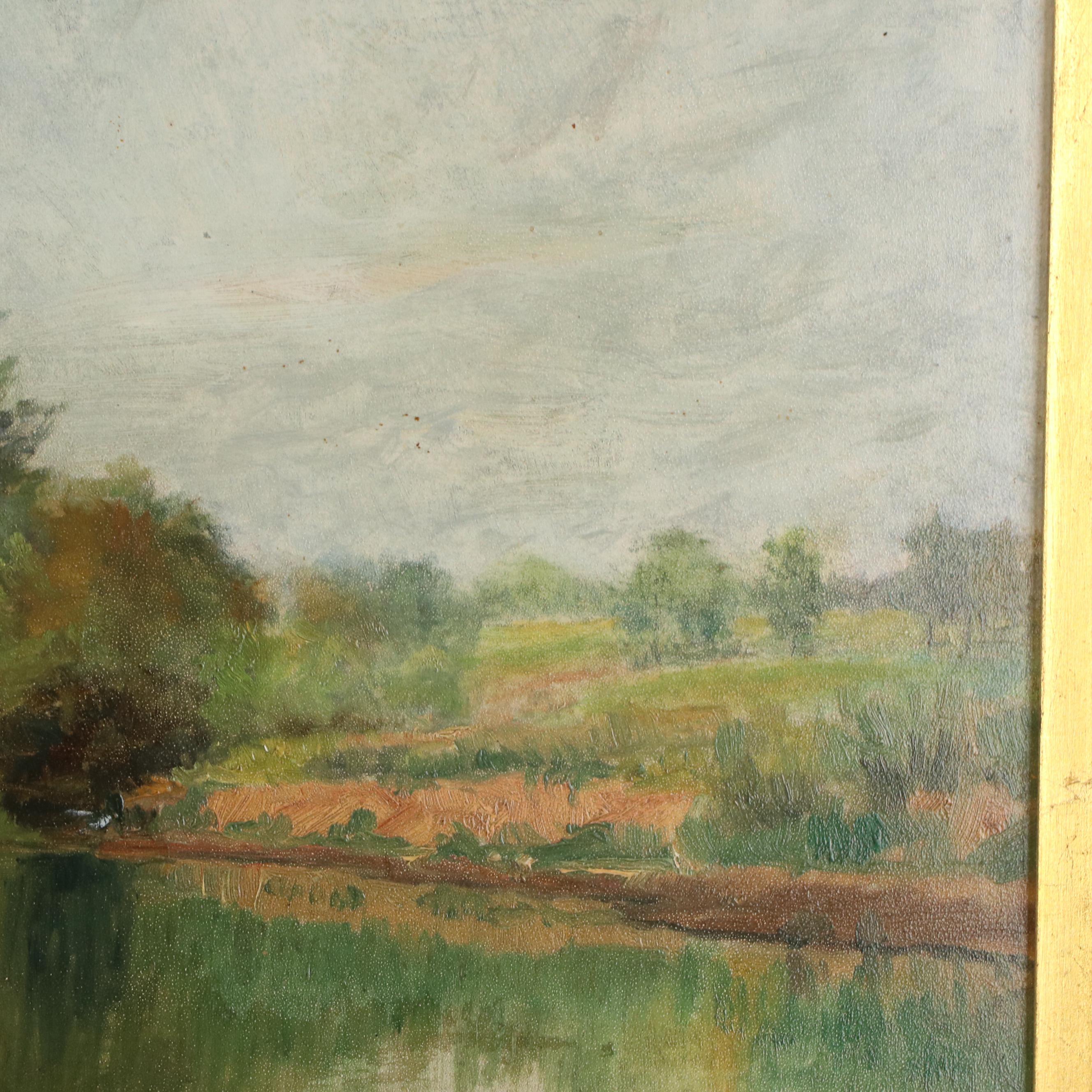Silas Martin Landscape Oil Painting Featuring River, Late 19th/20th ...