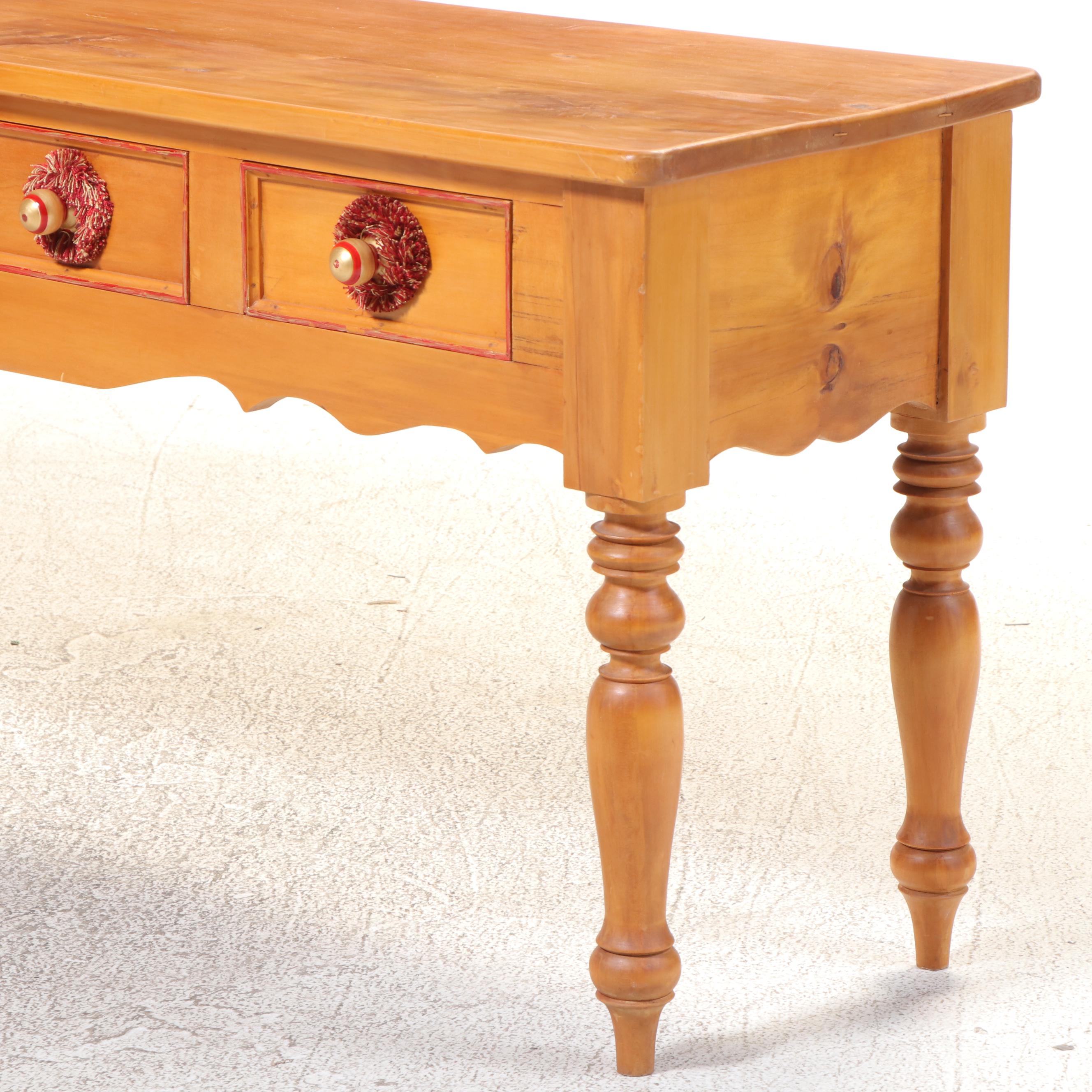 Spanish Colonial Style Pine and Custom-Painted Five-Drawer Console ...