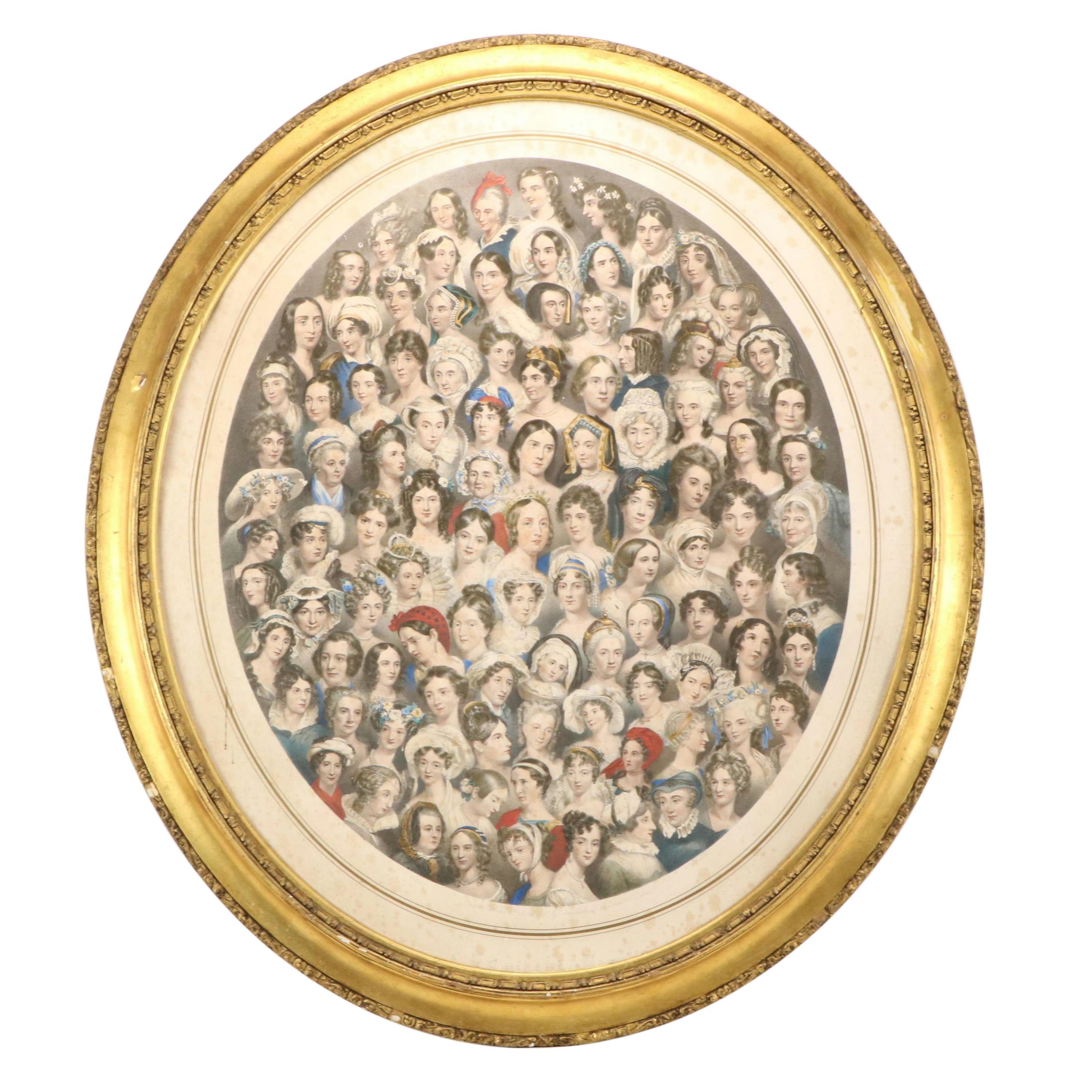 Hand-Colored Lithograph "Eminent Women," Circa 1857 | EBTH