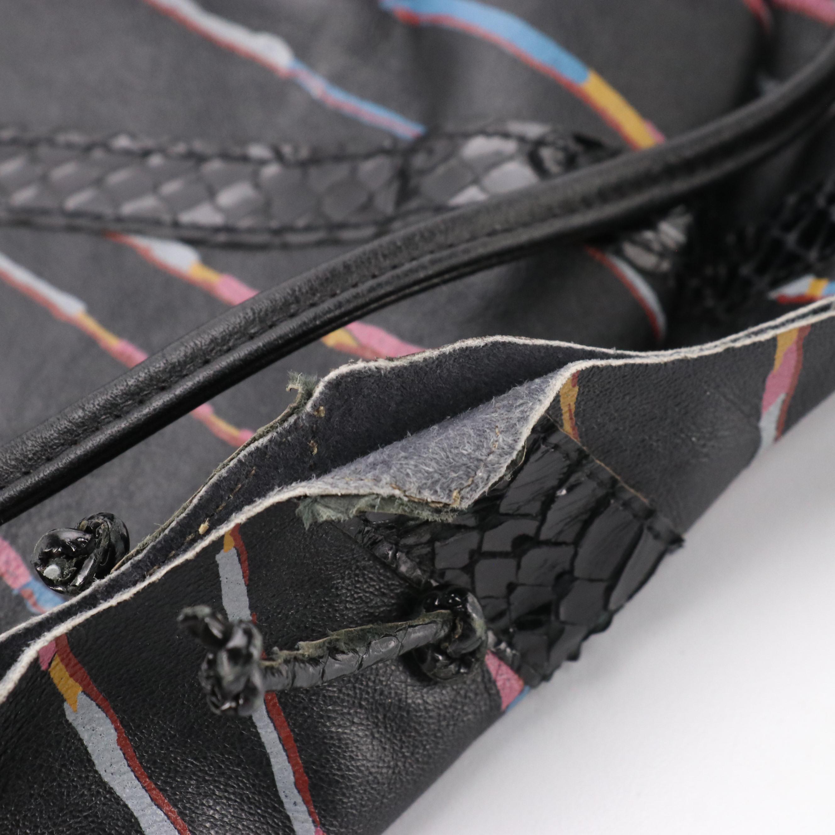 Carlo Fiori Striped Calfskin Leather Crossbody Tassel Bag with Snakeskin Accents | EBTH