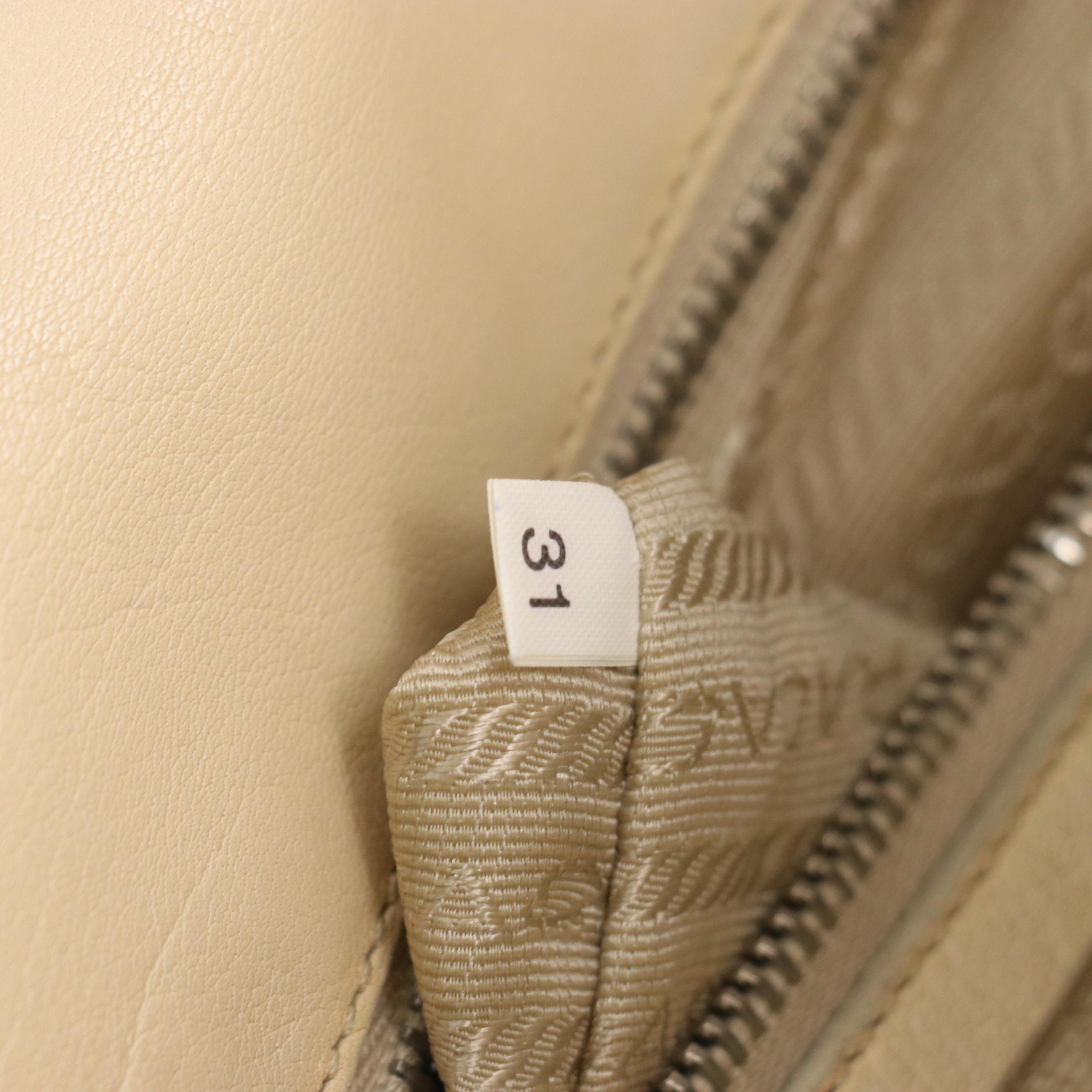 Prada Easy Fold-Over Shoulder Bag in Beige Calfskin Leather | EBTH