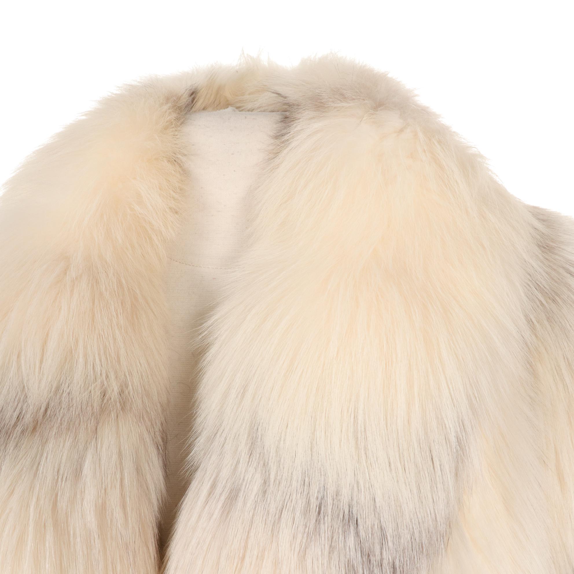 Shadow Fox Fur Full Length Coat in Ivory White | EBTH