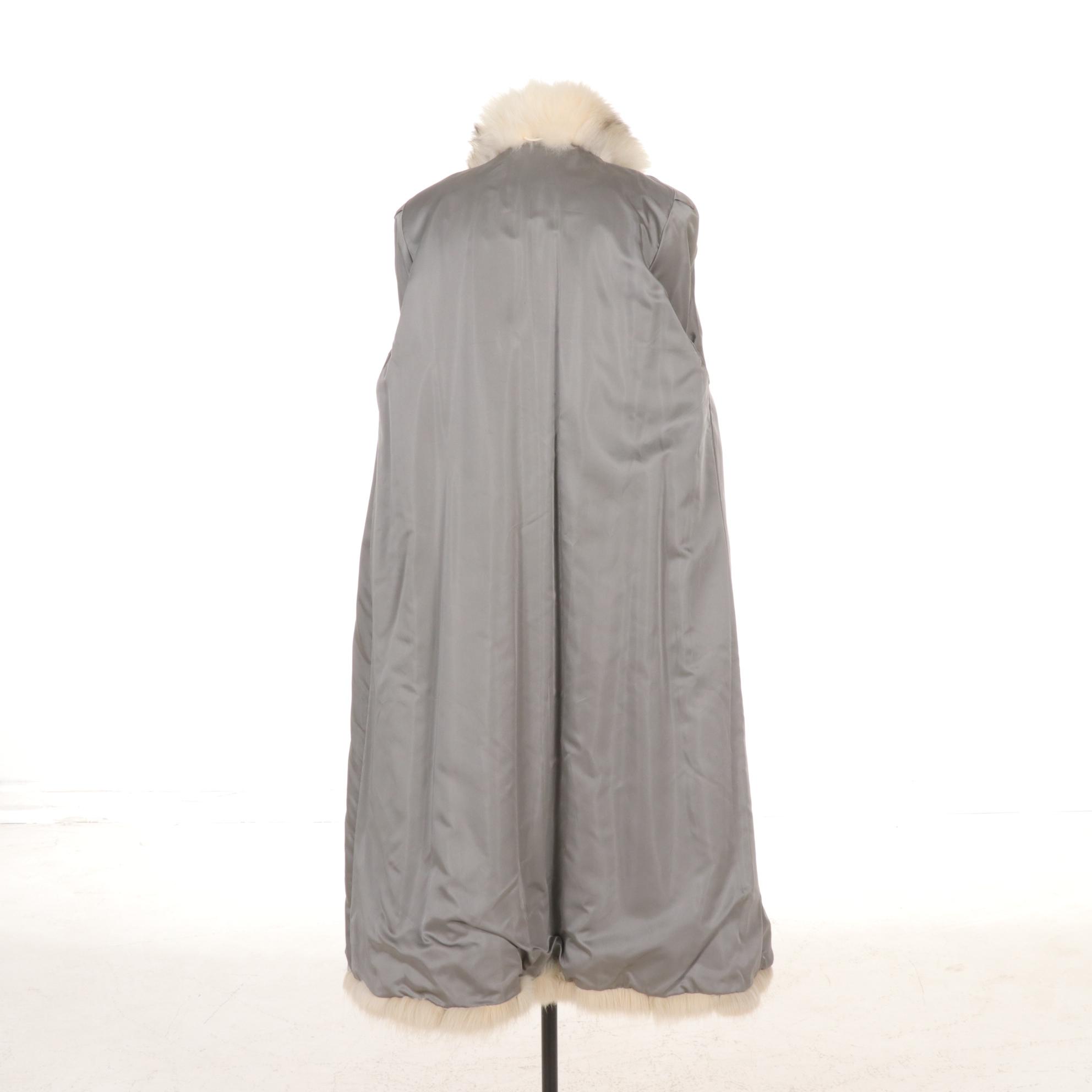 Shadow Fox Fur Full Length Coat in Ivory White | EBTH