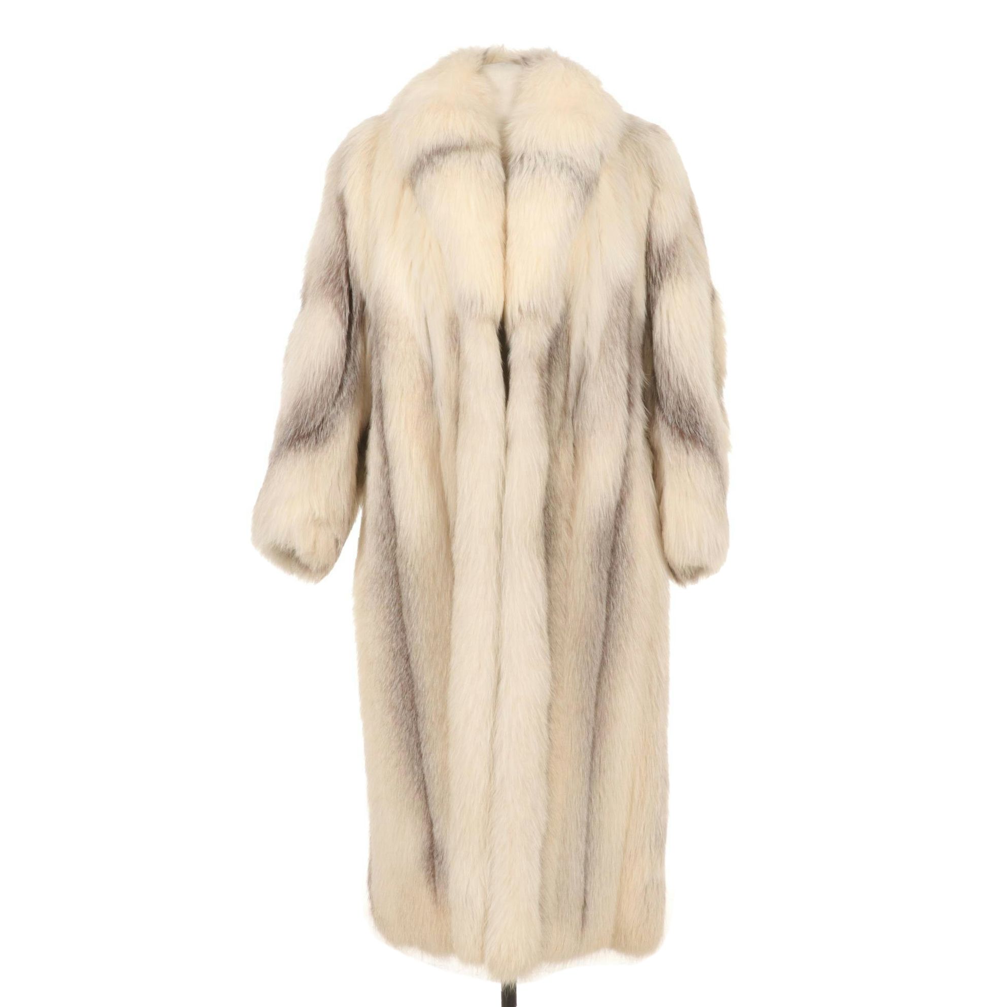 Shadow Fox Fur Full Length Coat in Ivory White | EBTH
