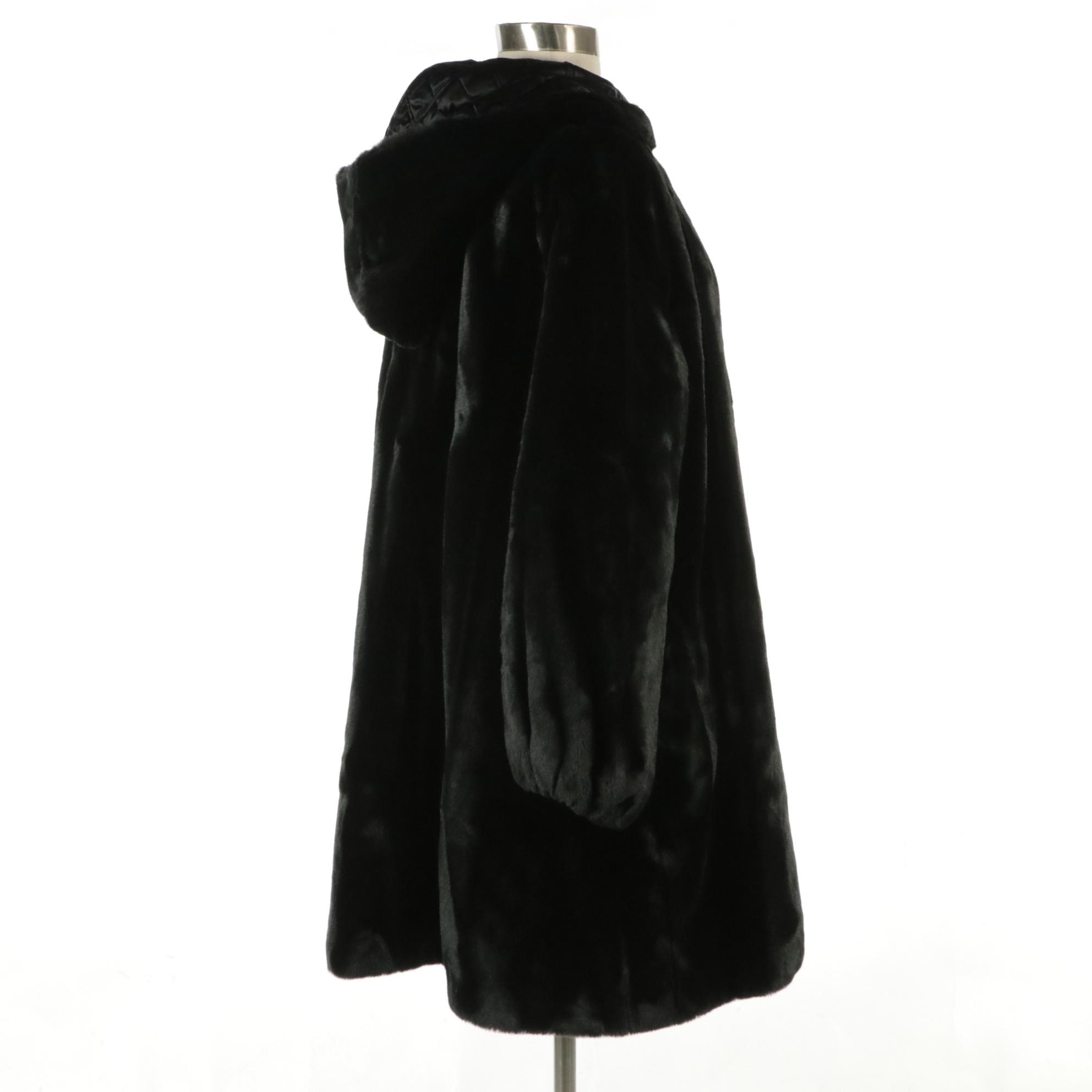 Escada Faux Fur Hooded Coat with Quilted Lining | EBTH