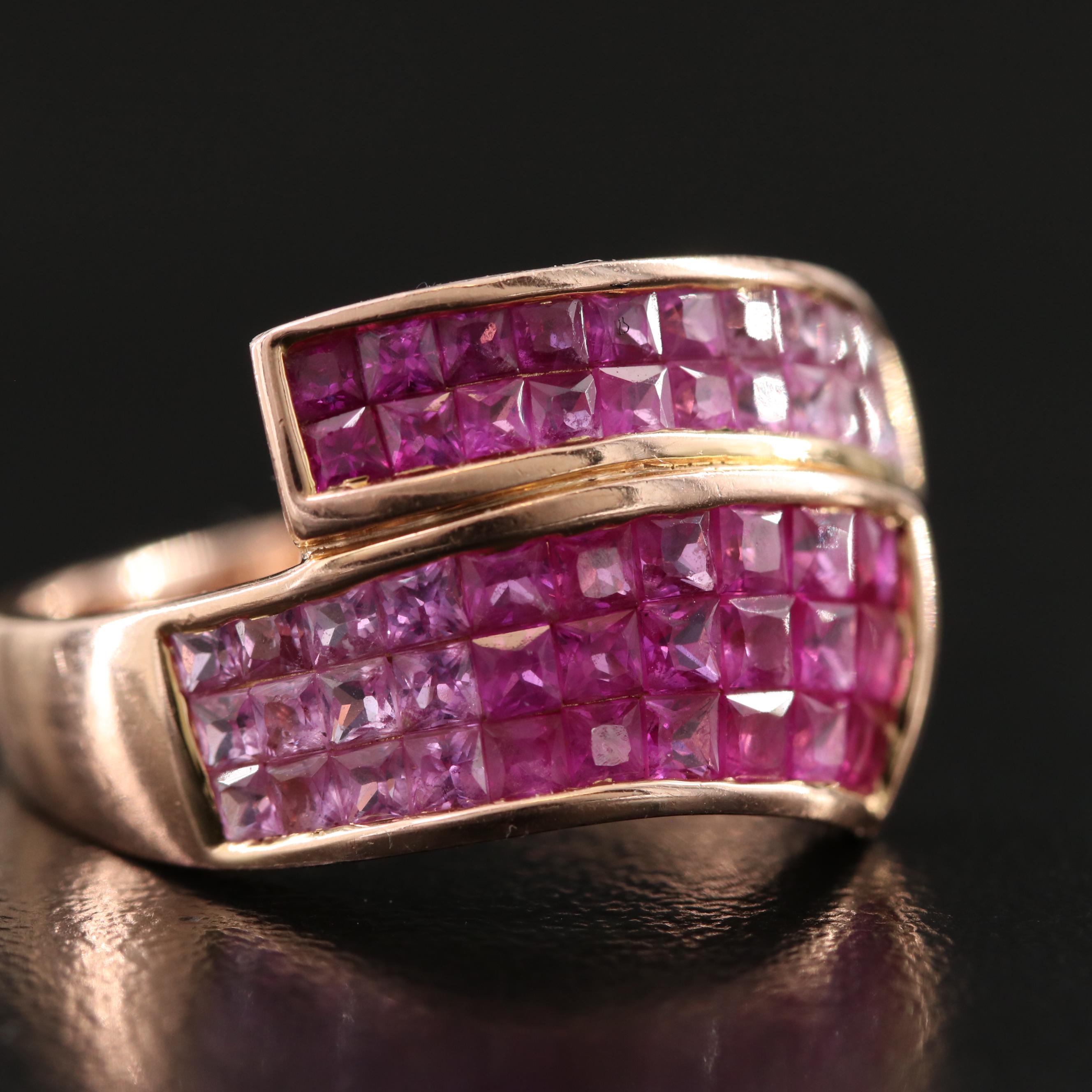 14K Rose Gold Ruby and Sapphire Ombré Ring | EBTH