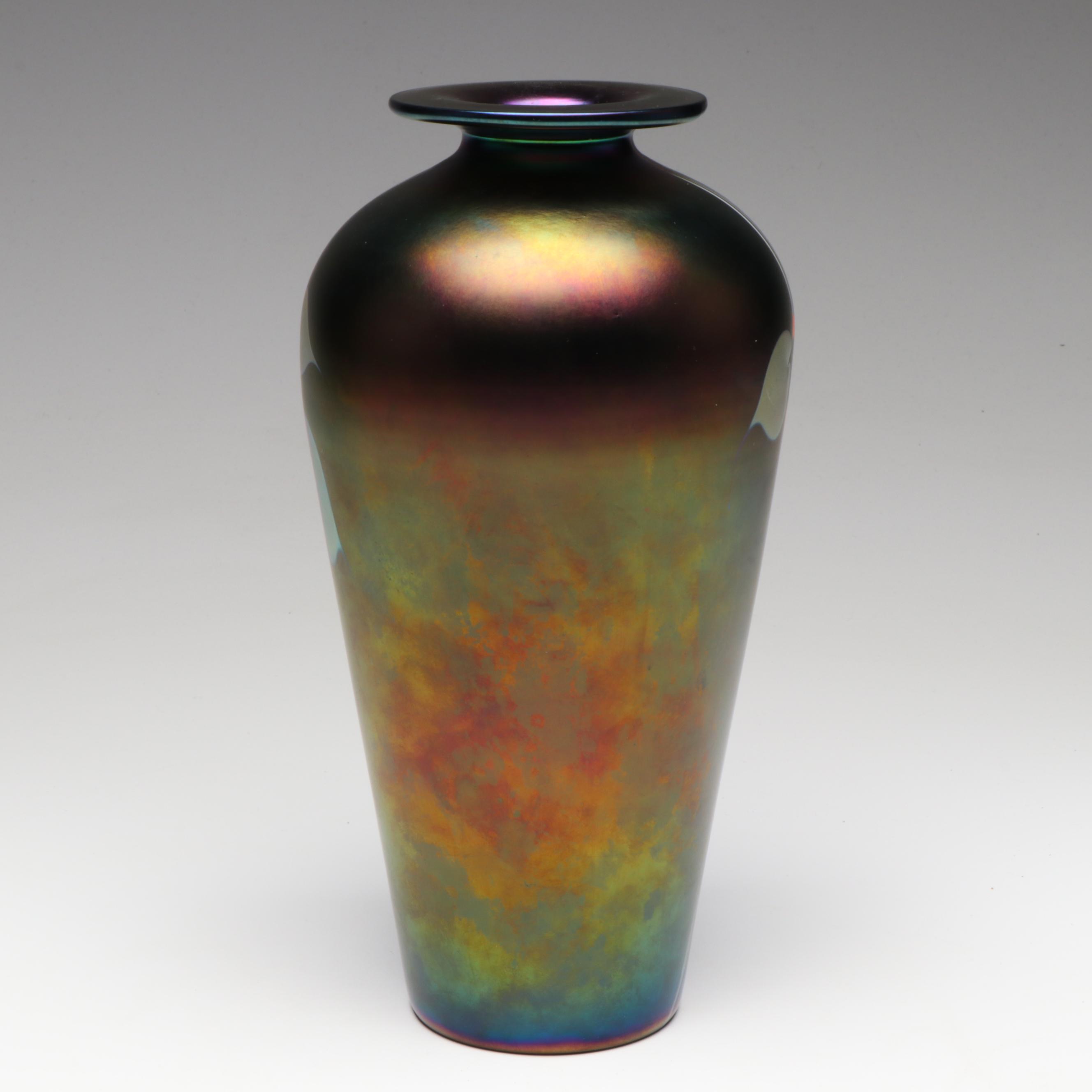 Stuart Abelman Handblown Iridescent Heart and Vine Studio Art Glass ...