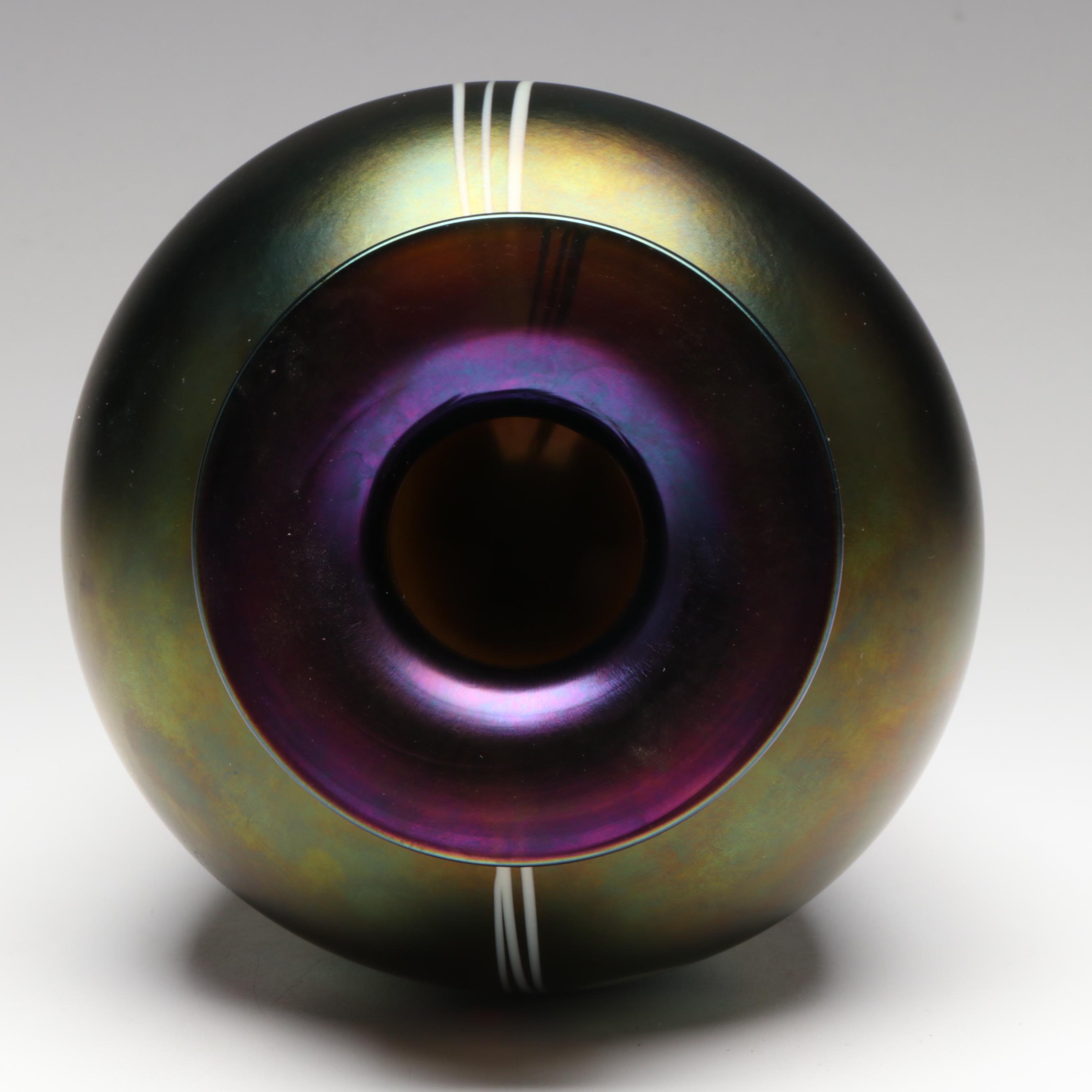 Stuart Abelman Handblown Iridescent Heart and Vine Studio Art Glass ...