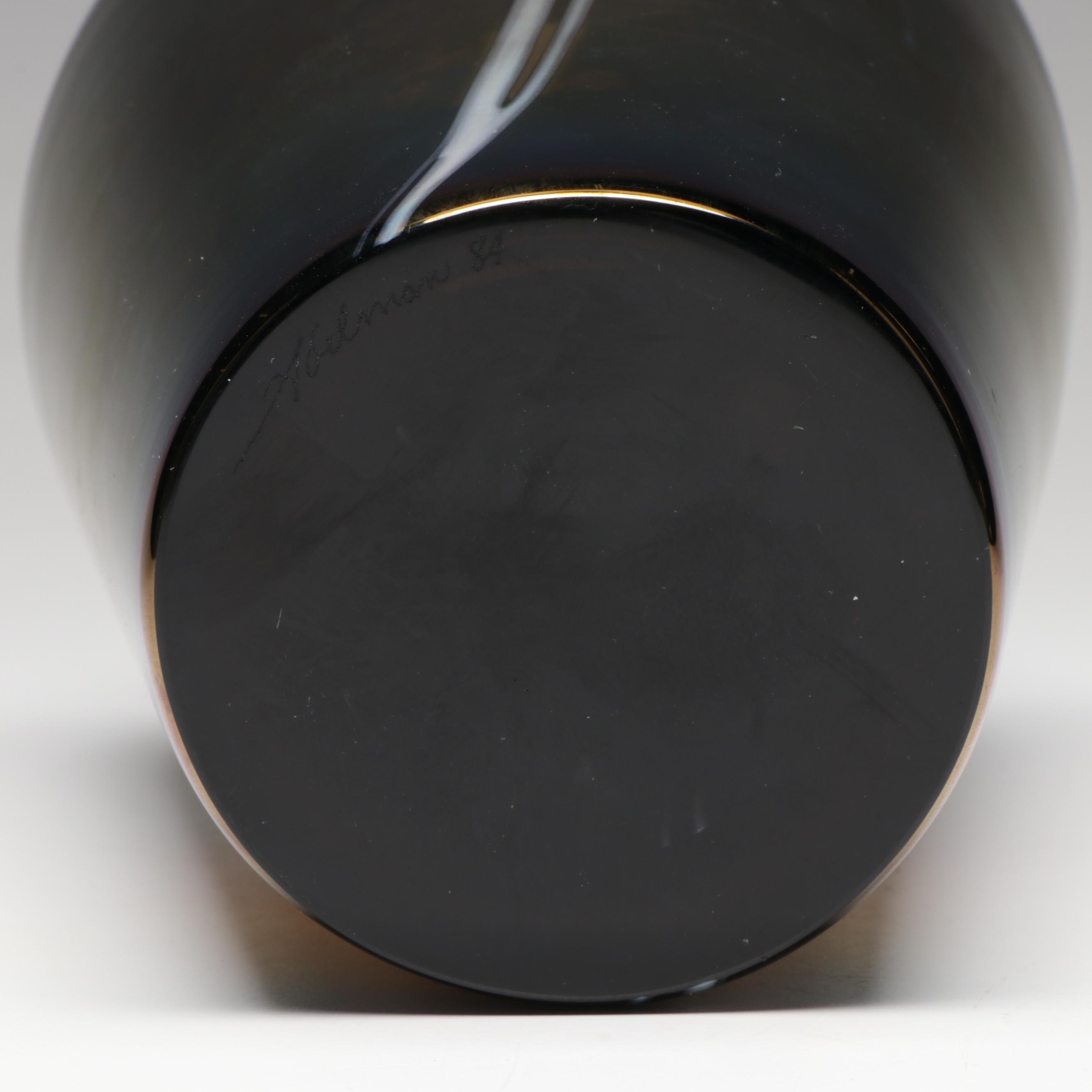 Stuart Abelman Handblown Iridescent Heart and Vine Studio Art Glass ...