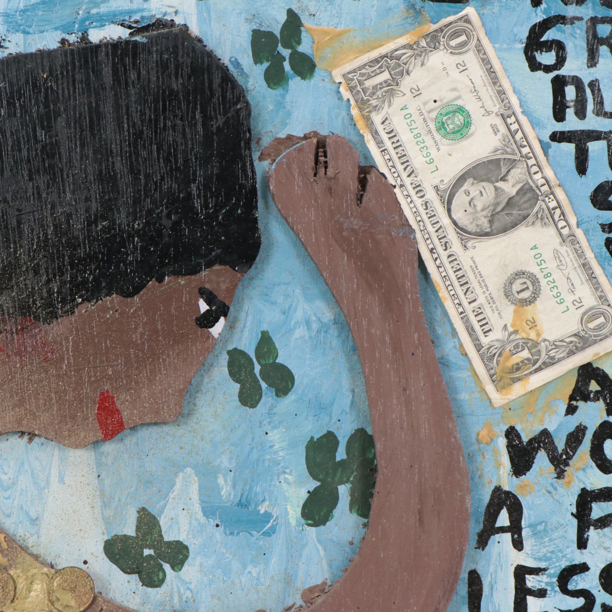 Mary Proctor Mixed Media Figural Folk Collage, 1990s | EBTH