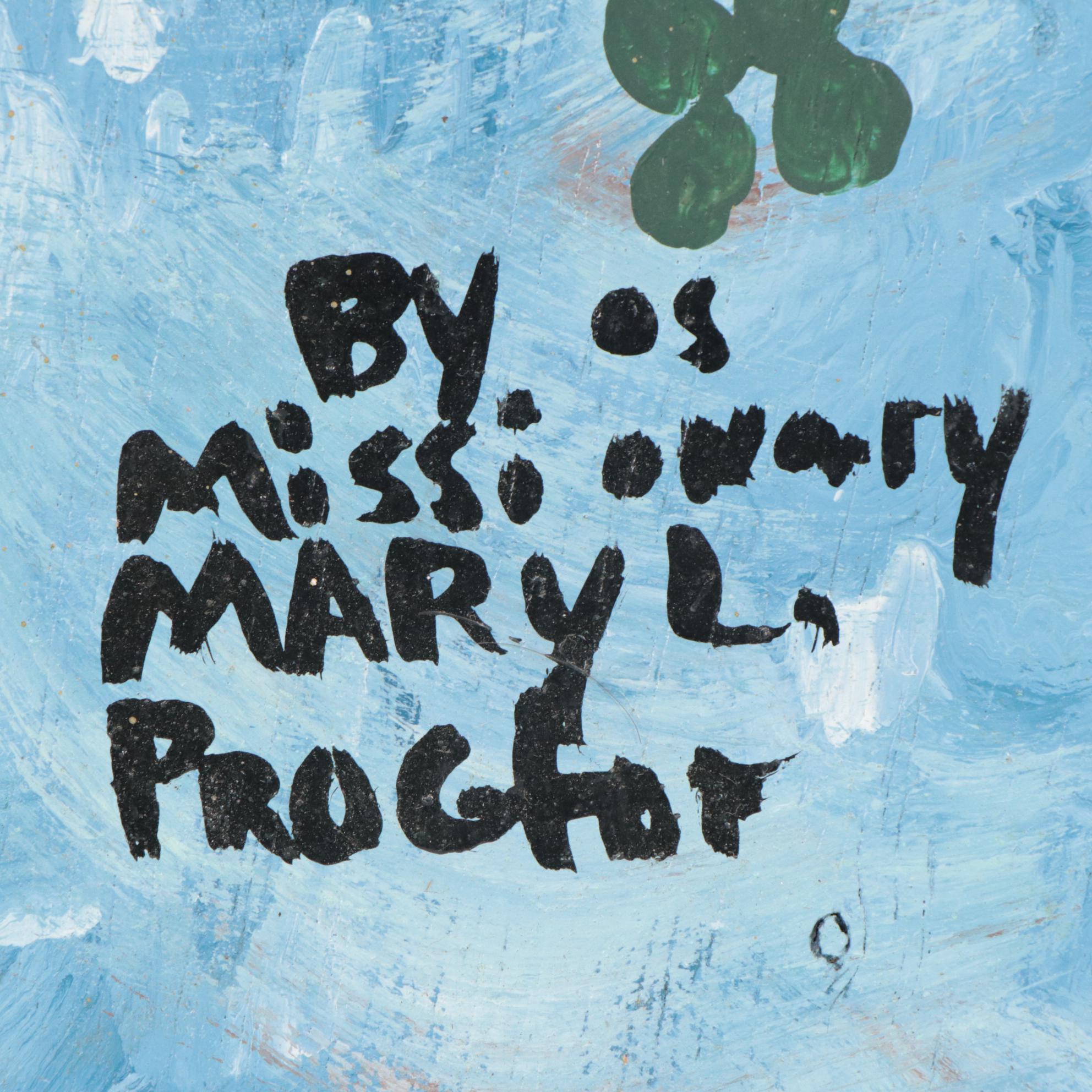 Mary Proctor Mixed Media Figural Folk Collage, 1990s | EBTH