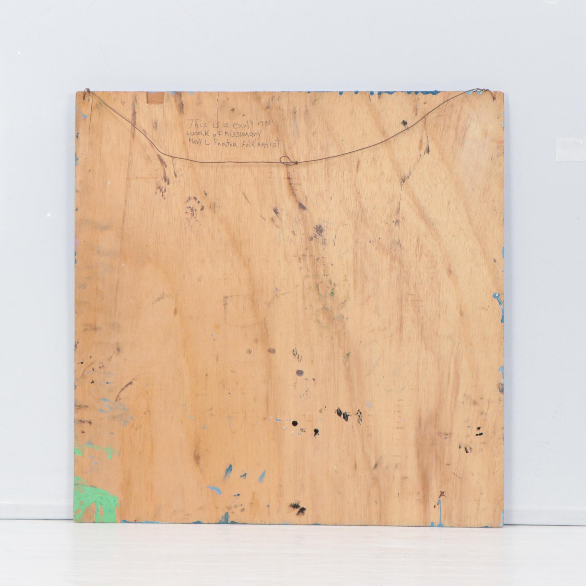 Mary Proctor Mixed Media Figural Folk Collage, 1990s | EBTH