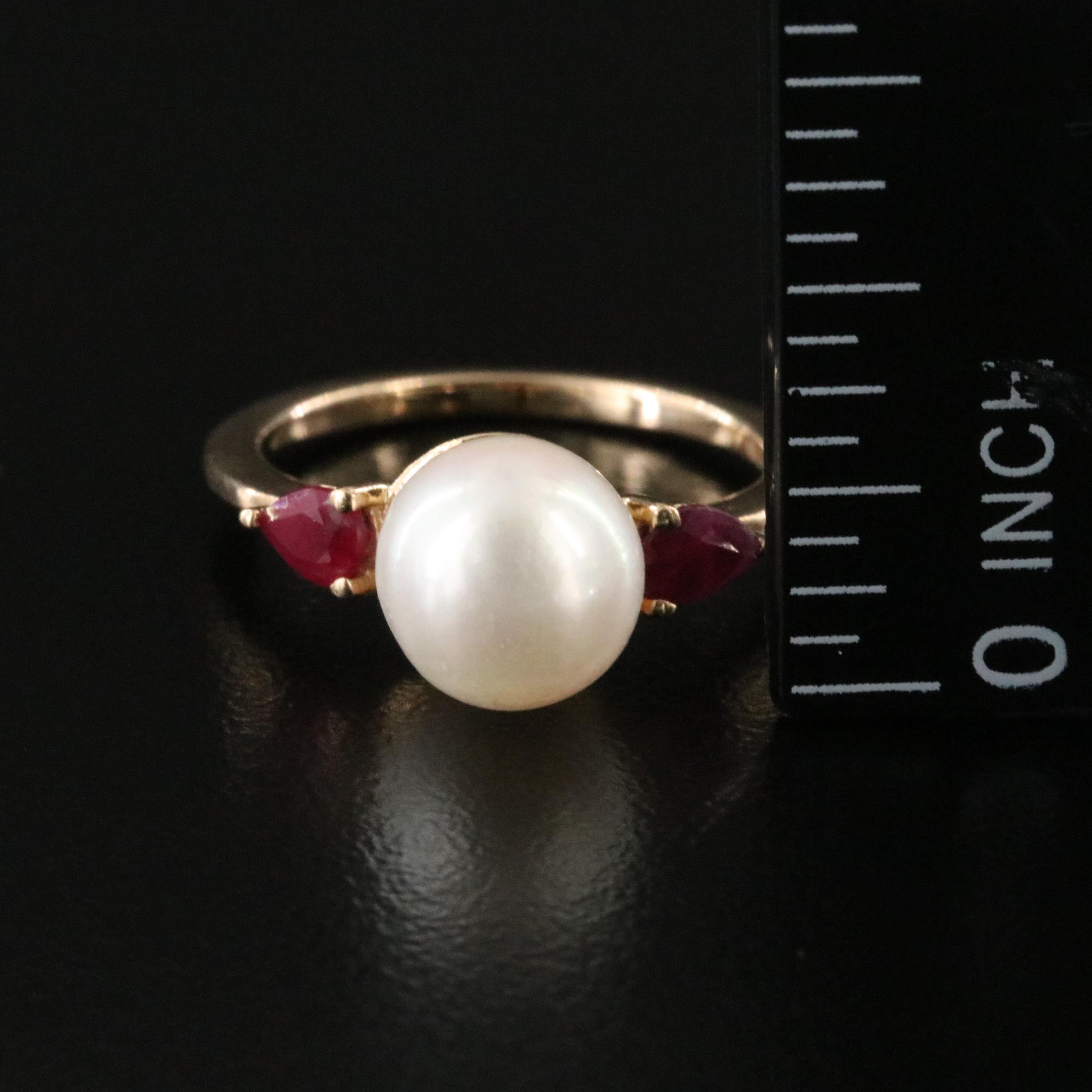 14K Pearl and Ruby Ring | EBTH