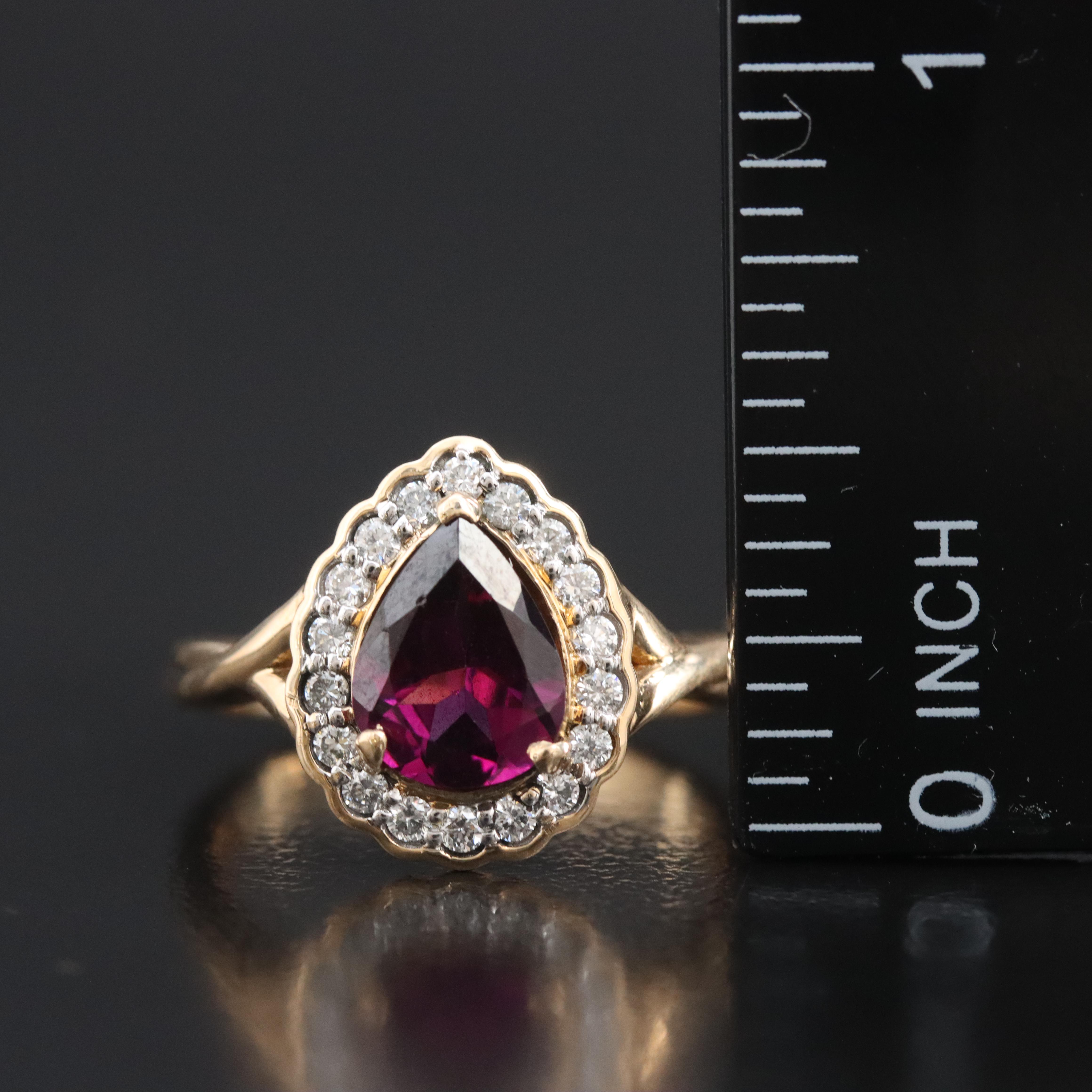 18K Rhodolite Garnet and 0.34 CTW Diamond Ring | EBTH
