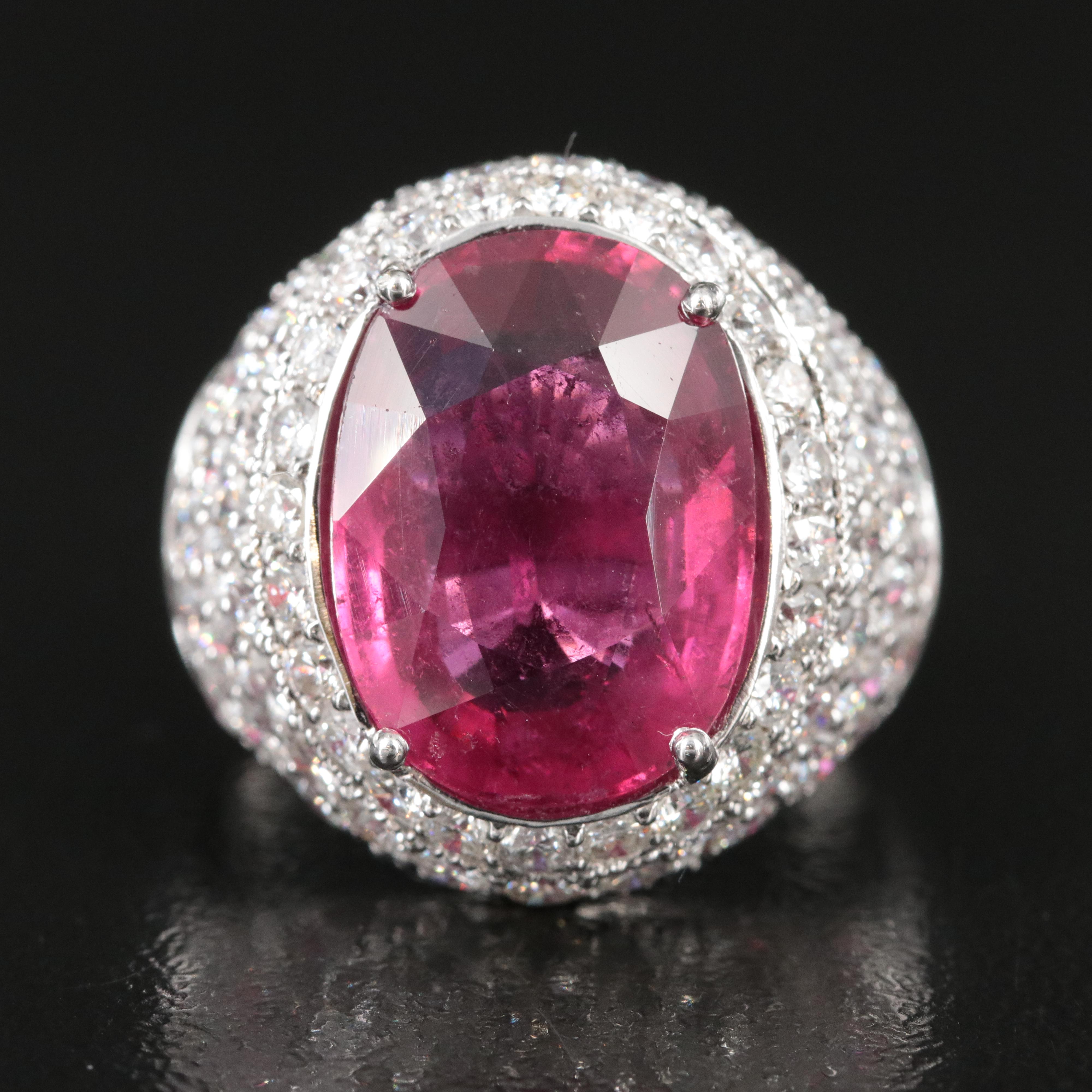 Michael Christoff 18K 7.93 CT Rubellite and 3.15 CTW Diamond Ring | EBTH