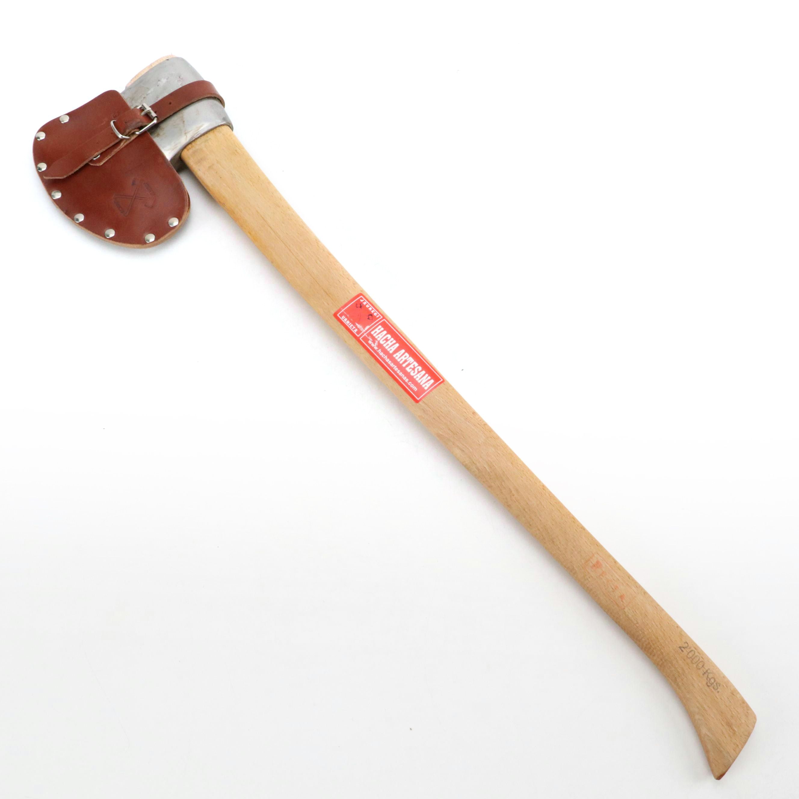 Jauregi Spanish Handcrafted 2000 Kg. Curved Axe with Leather Scabbard ...