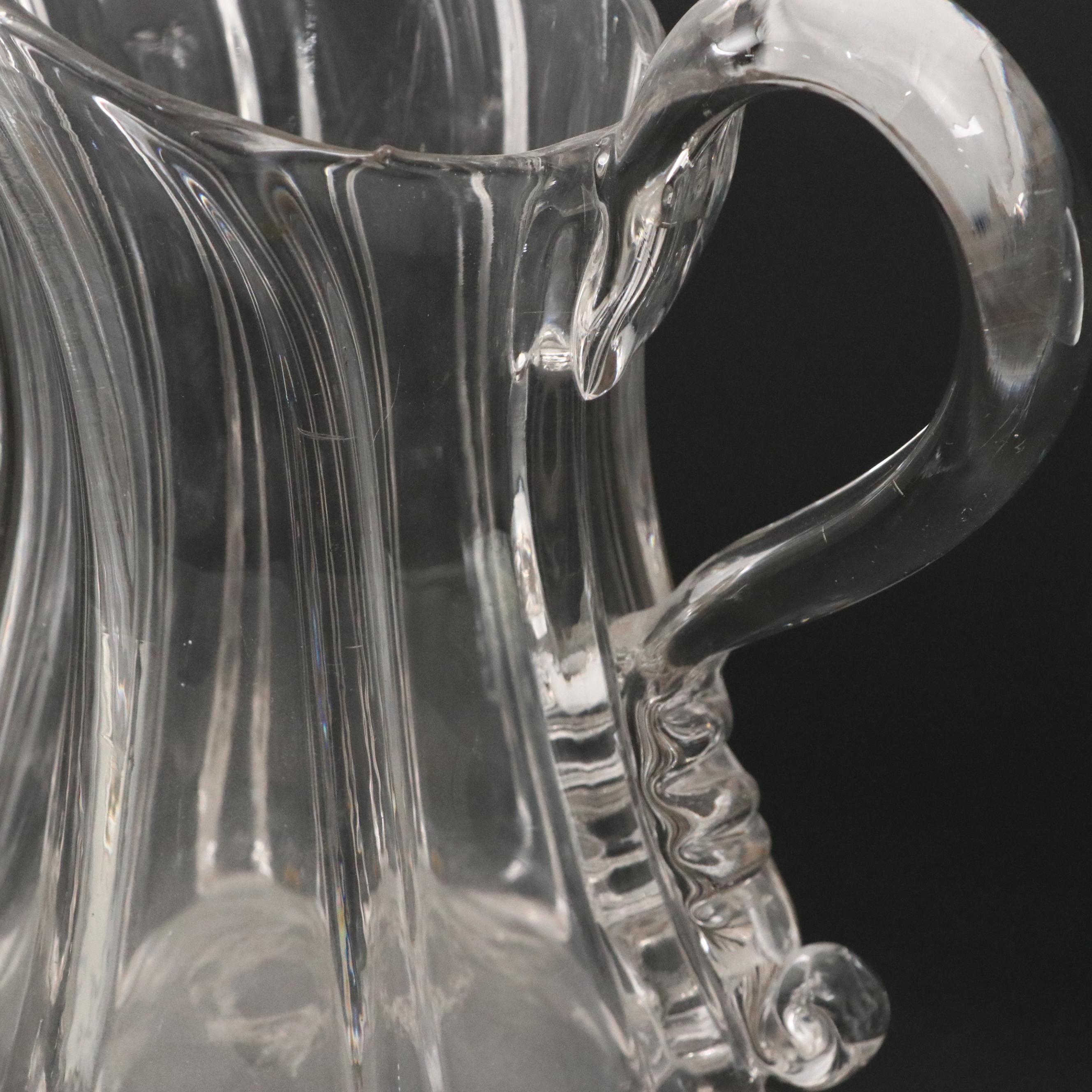 Pittsburgh Glass Blown Pillar Mold Glass Pitcher with Union Club Rye ...