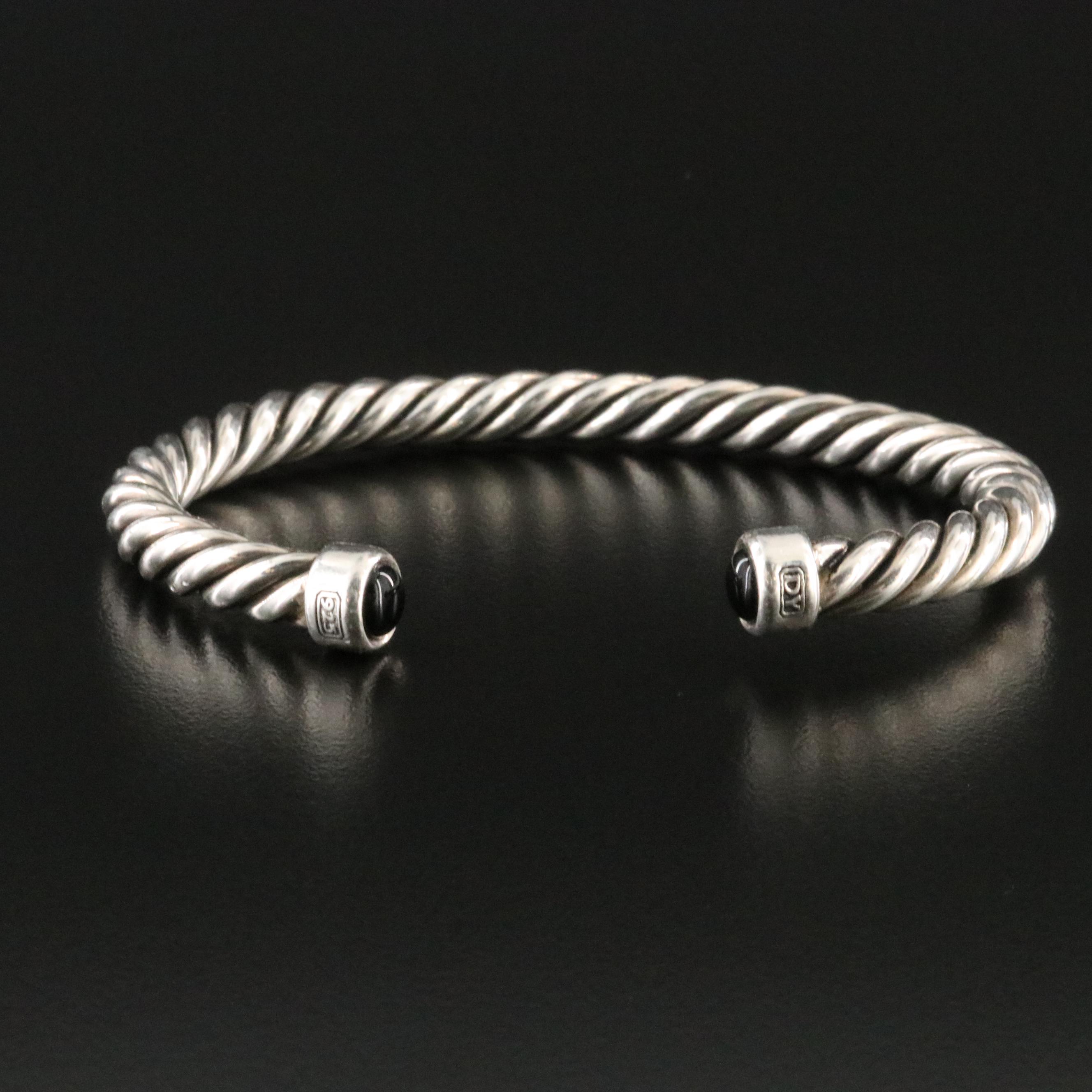 David Yurman Cable Classics Sterling Black Onyx Cuff Bracelet | EBTH