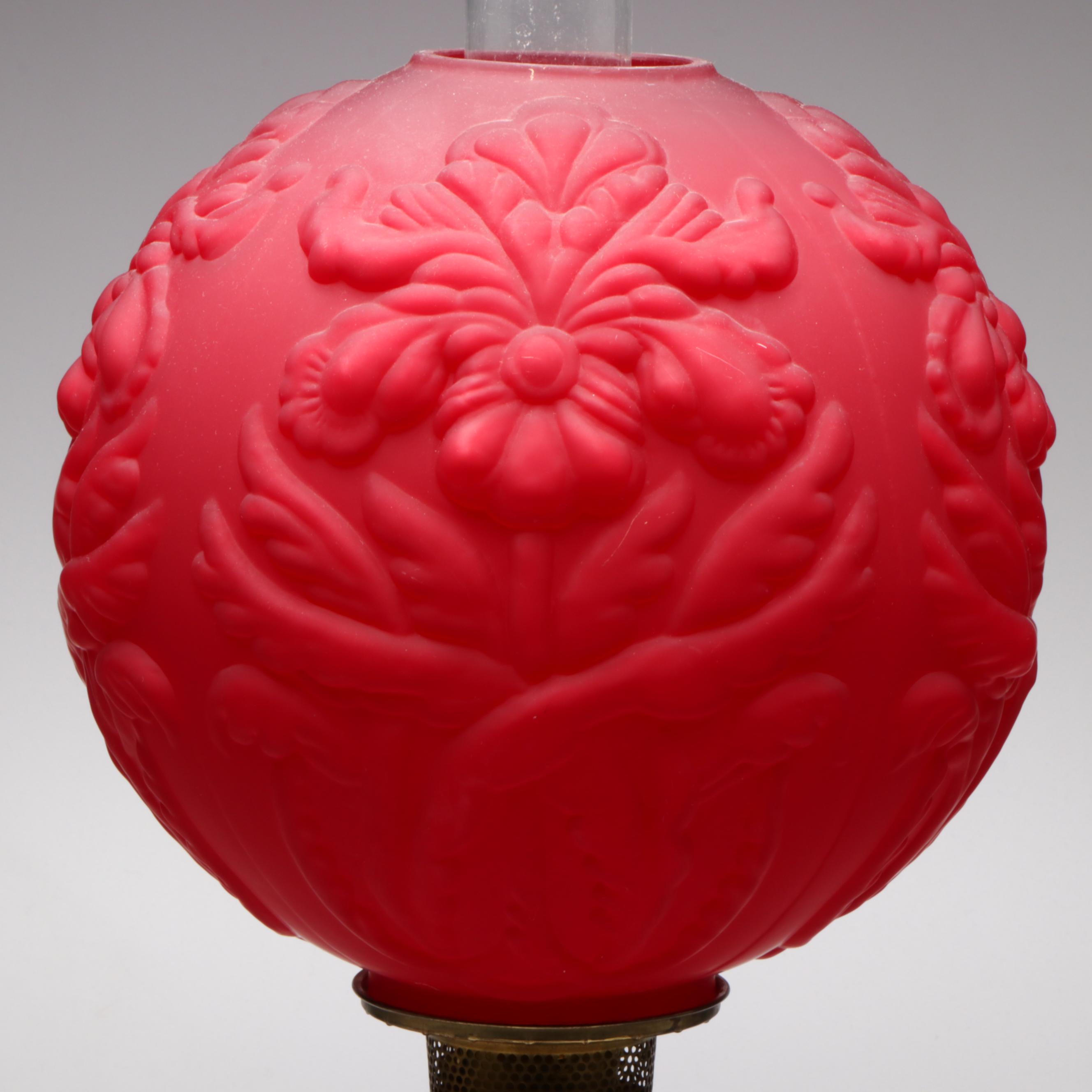 Pittsburgh Regal Iris Satin Red Parlor Lamp | EBTH