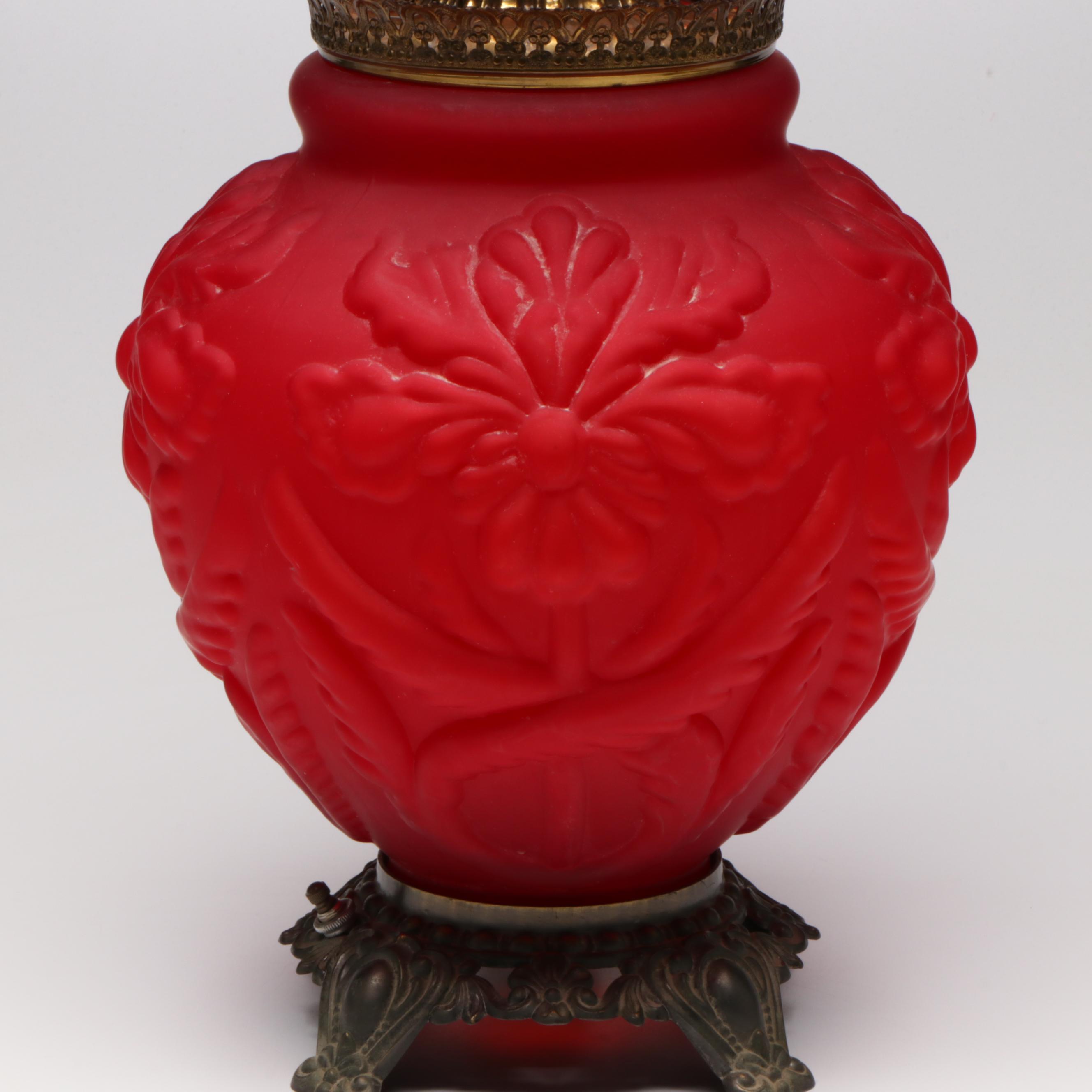 Pittsburgh Regal Iris Satin Red Parlor Lamp | EBTH