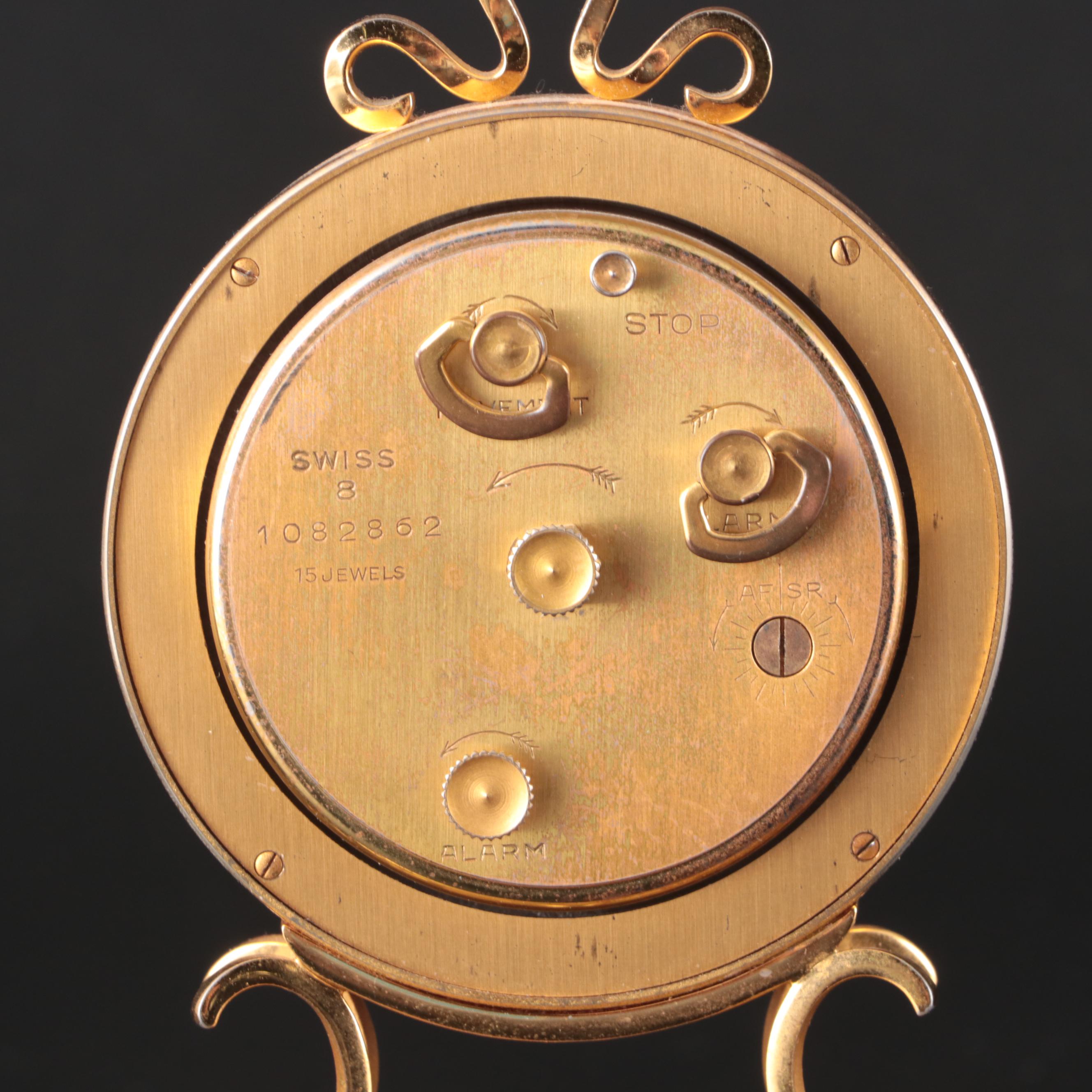 Swiss Imhof Guilloché Enameled Brass Mantel Clock, Mid-20th C. | EBTH