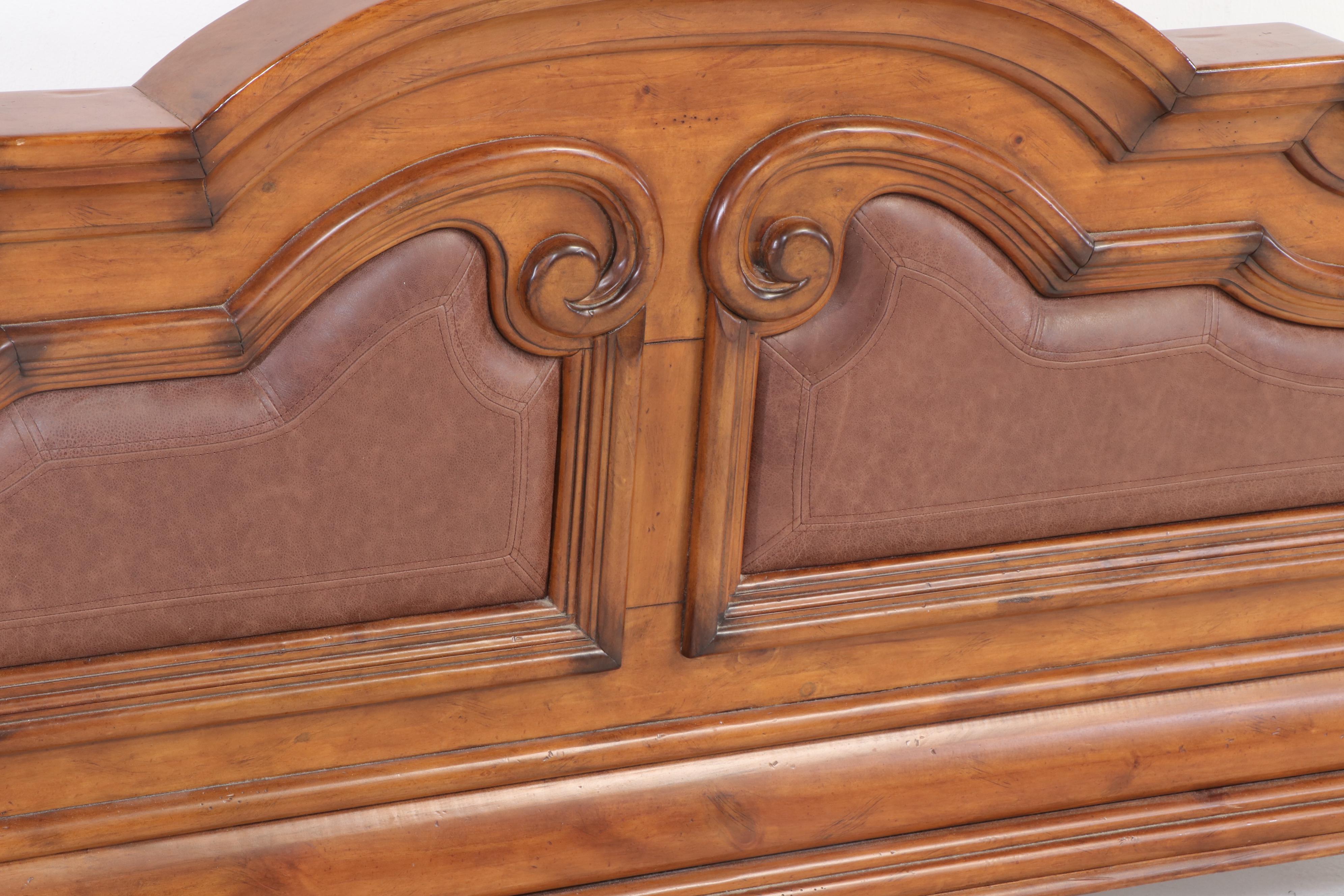 Michael Amini "Tuscano" Leather and Wood King Size Bed | EBTH