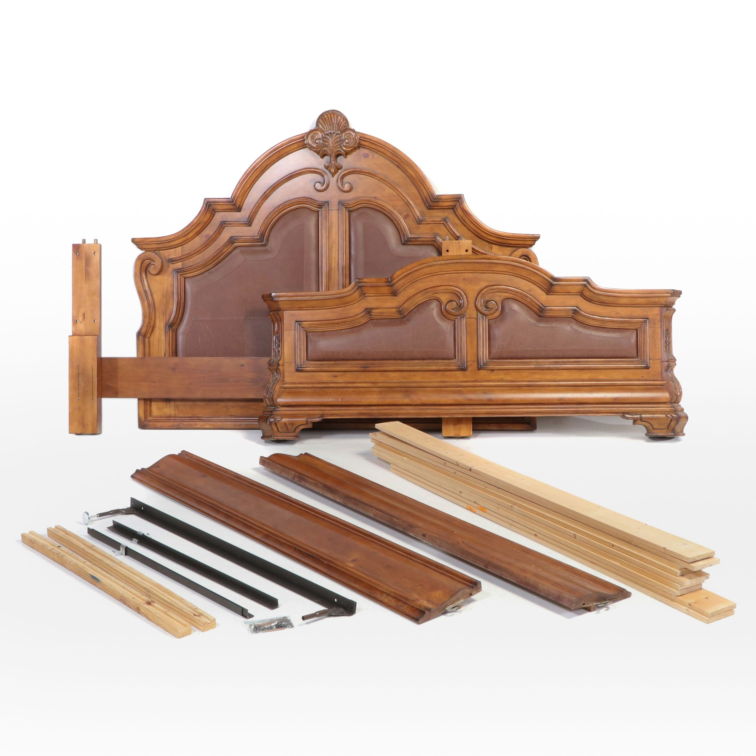 Michael Amini "Tuscano" Leather and Wood King Size Bed | EBTH