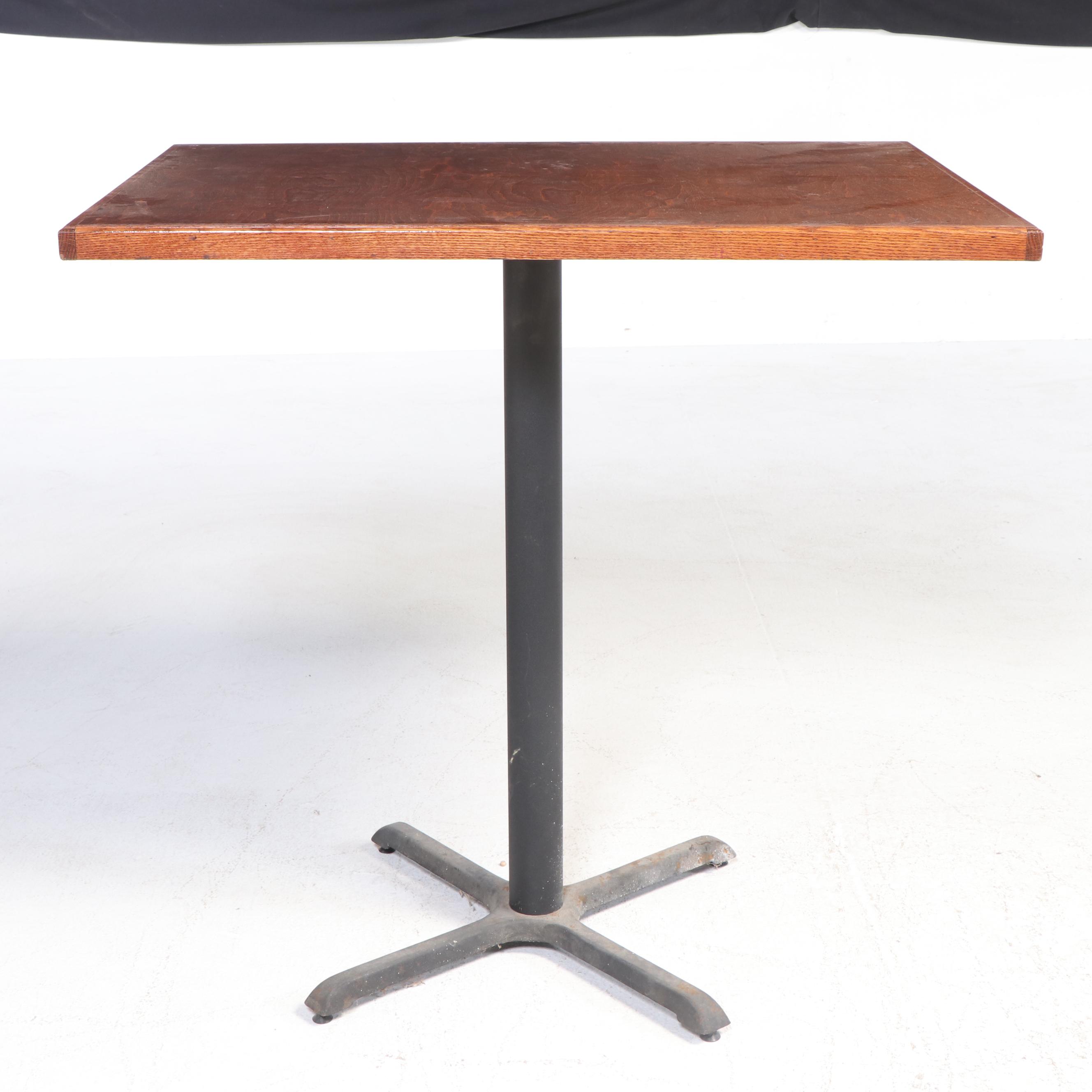 Two Wood and Metal Hightop Bar Tables with Pedestal Table | EBTH