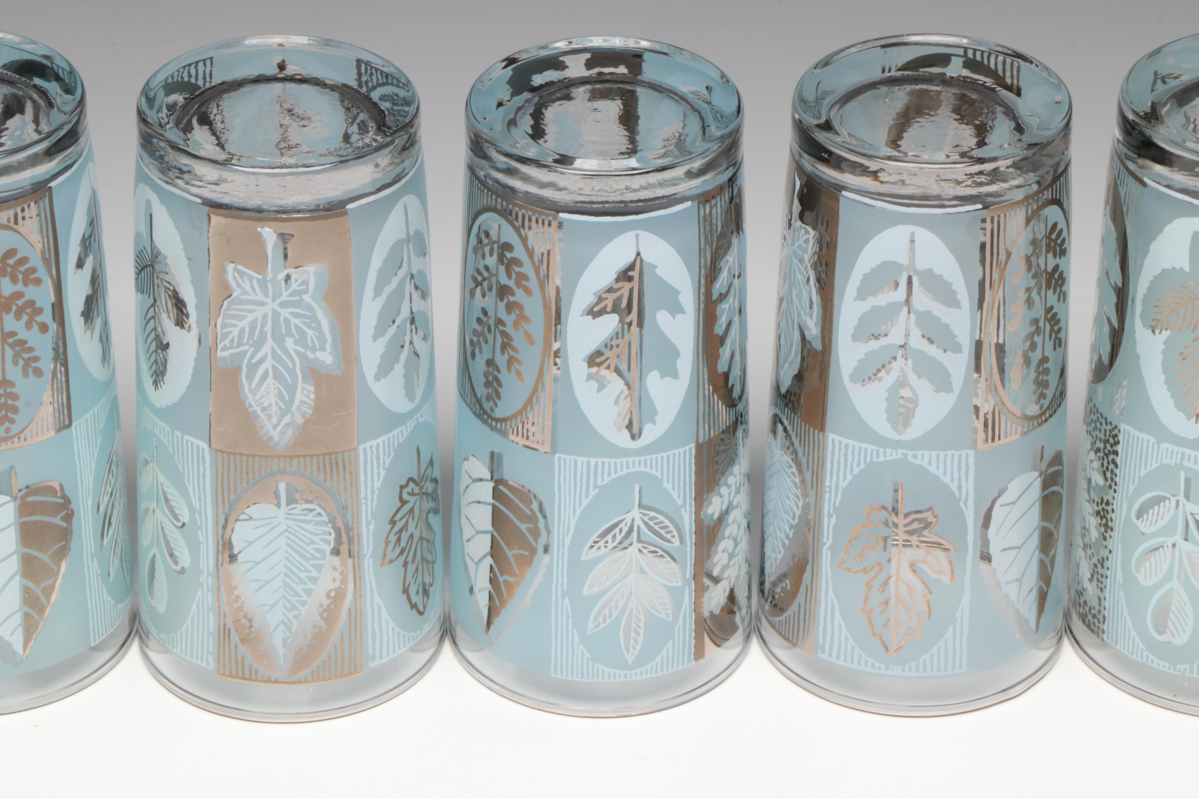 Libbey Glass Blue and Silver Mint Julep Cups with Metal Drink Holder | EBTH