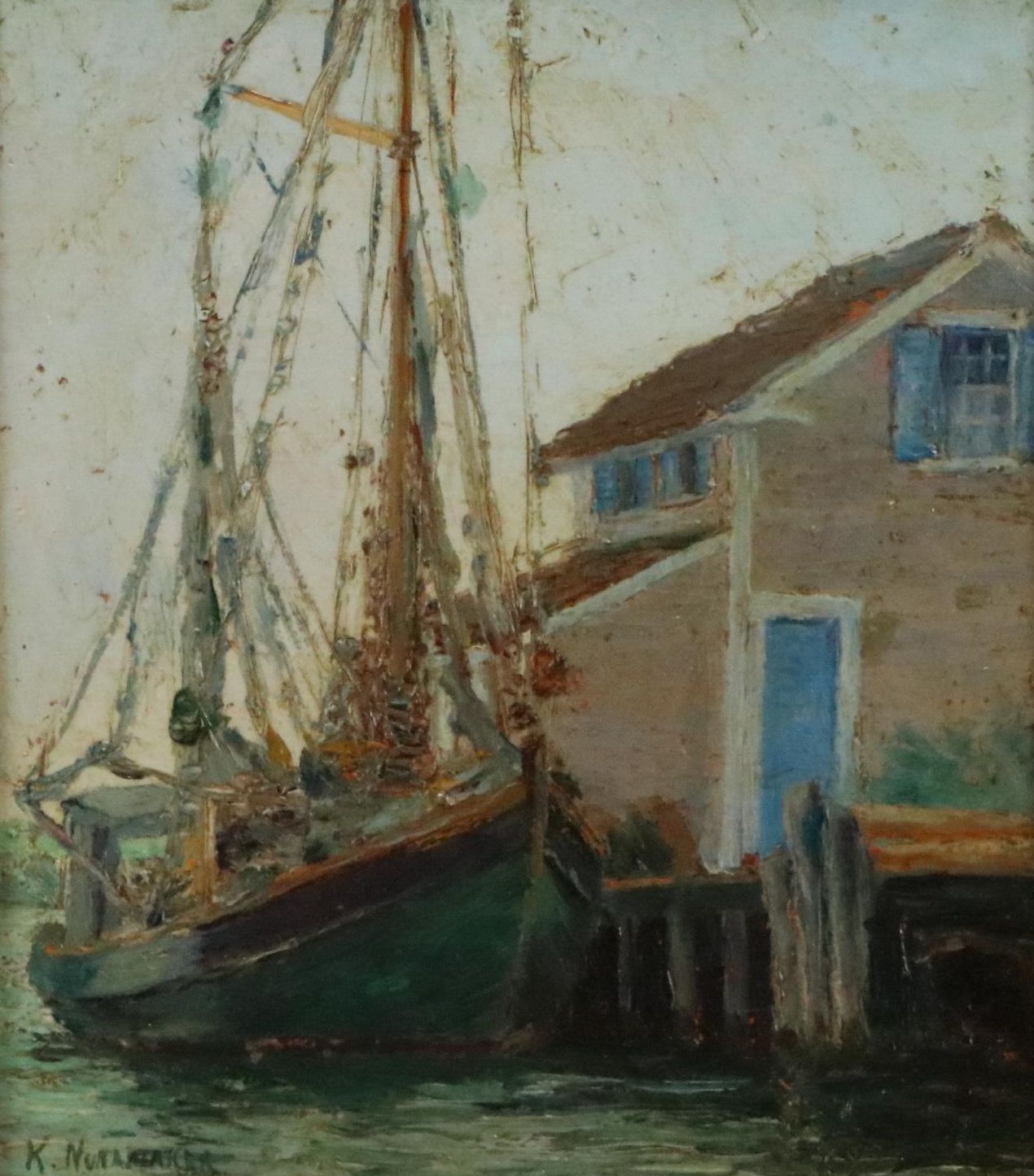 Kenneth Nunamaker Harbor Scene Oil Painting | EBTH