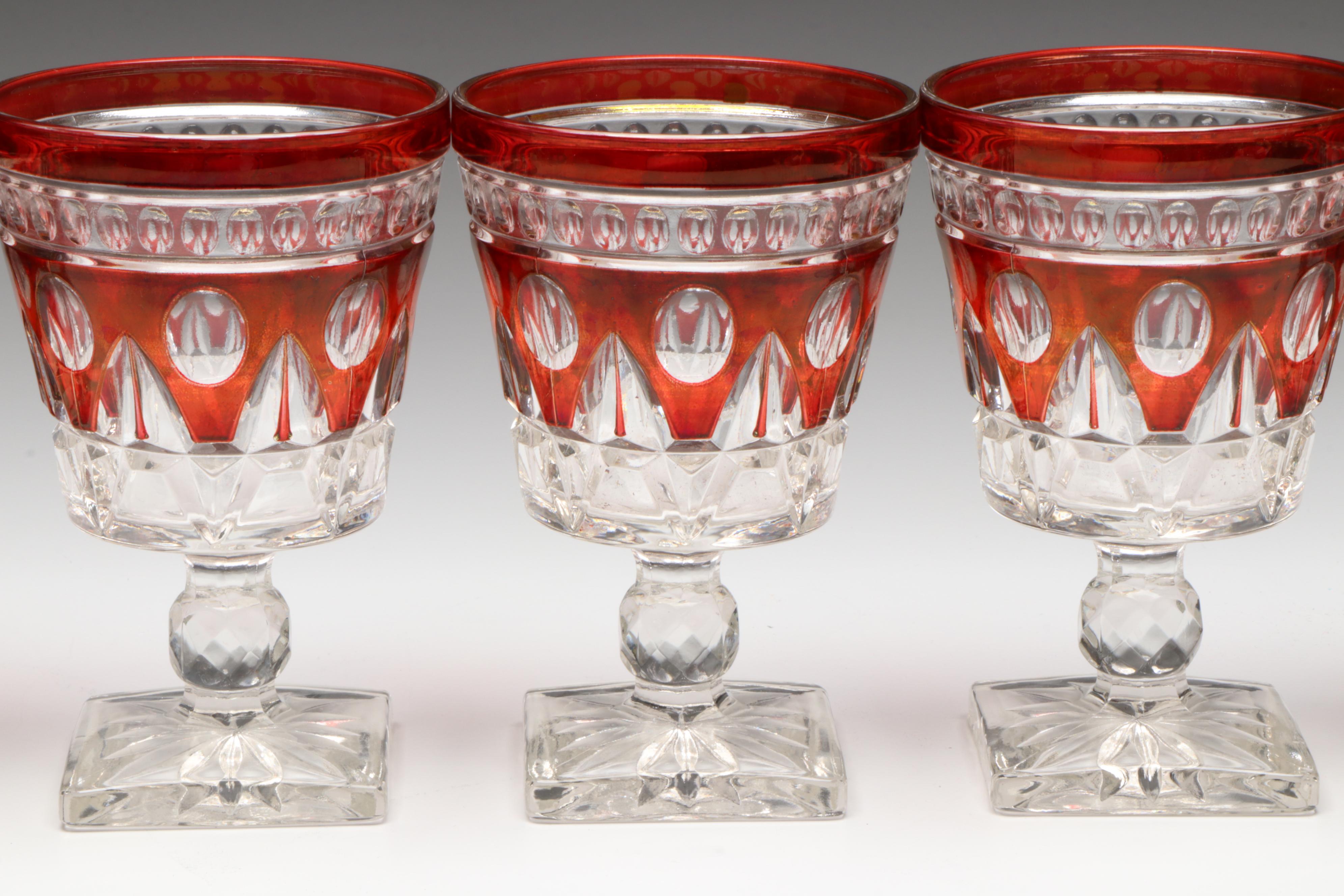 Colony "Parklane Ruby" Glass Water Goblets with Godinger Glass ...