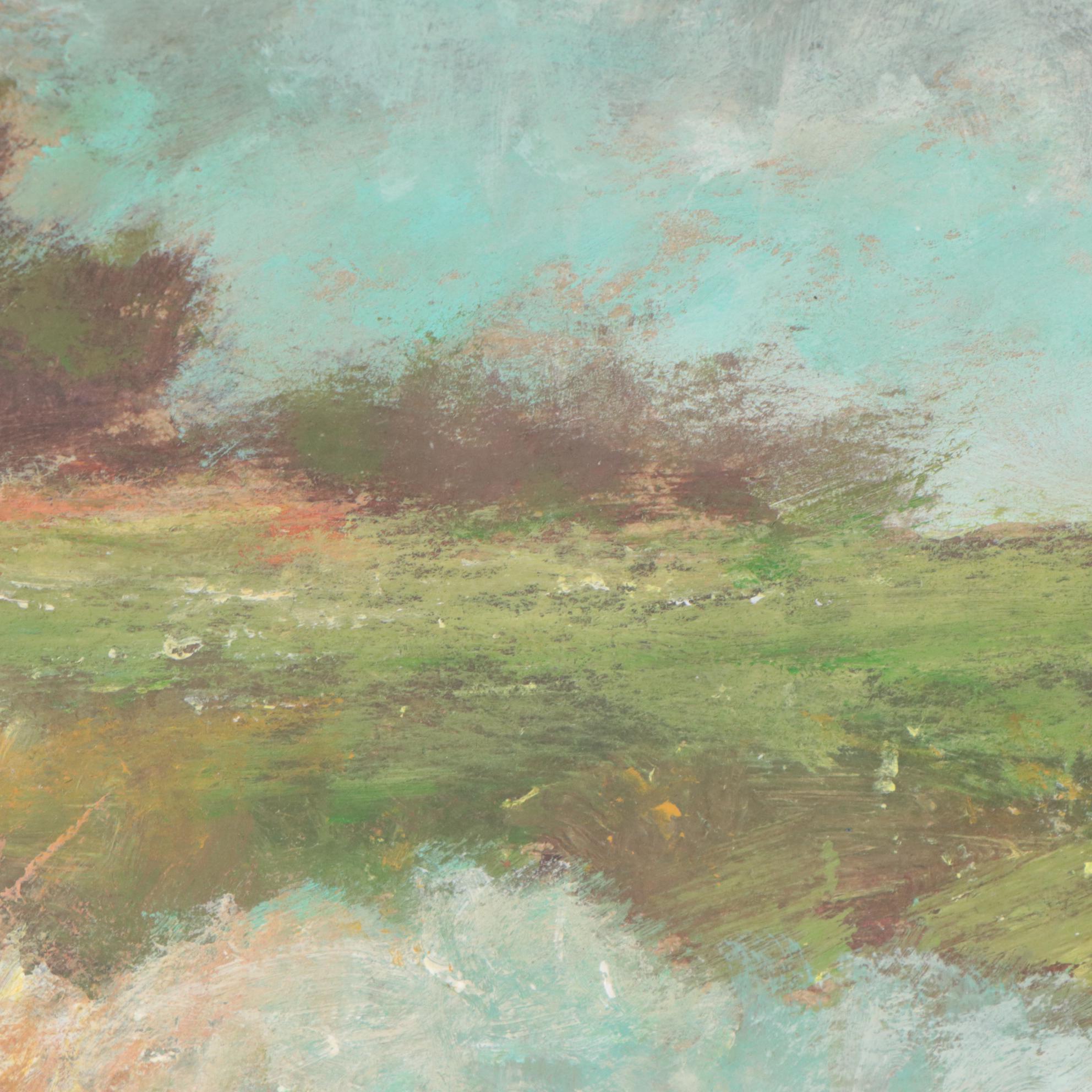 Robert Riddle-Baker Landscape Acrylic Painting "Mid Day At The Marsh ...