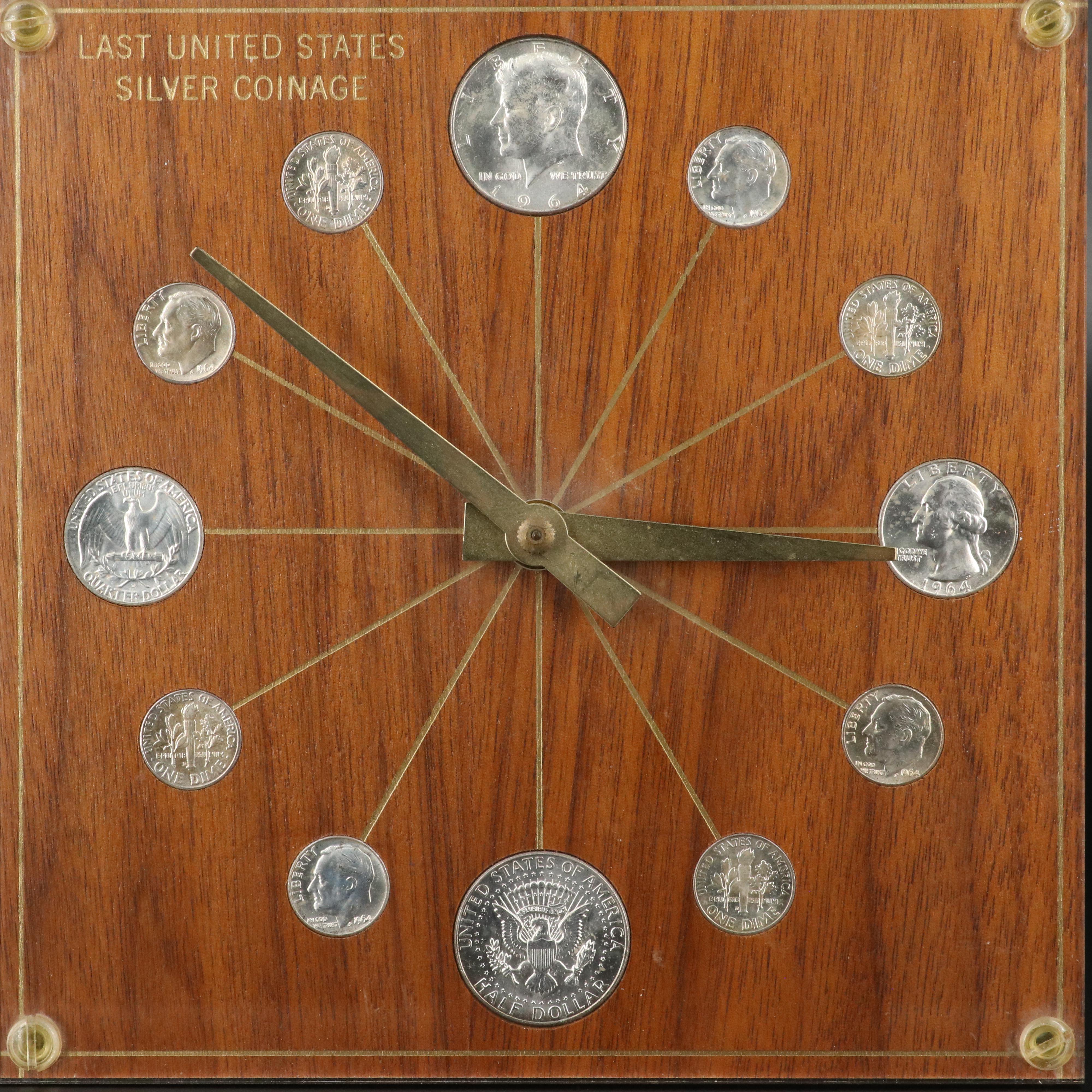 Vintage Silver Coin Clock and Three 1-Oz. Fine Silver Rounds | EBTH