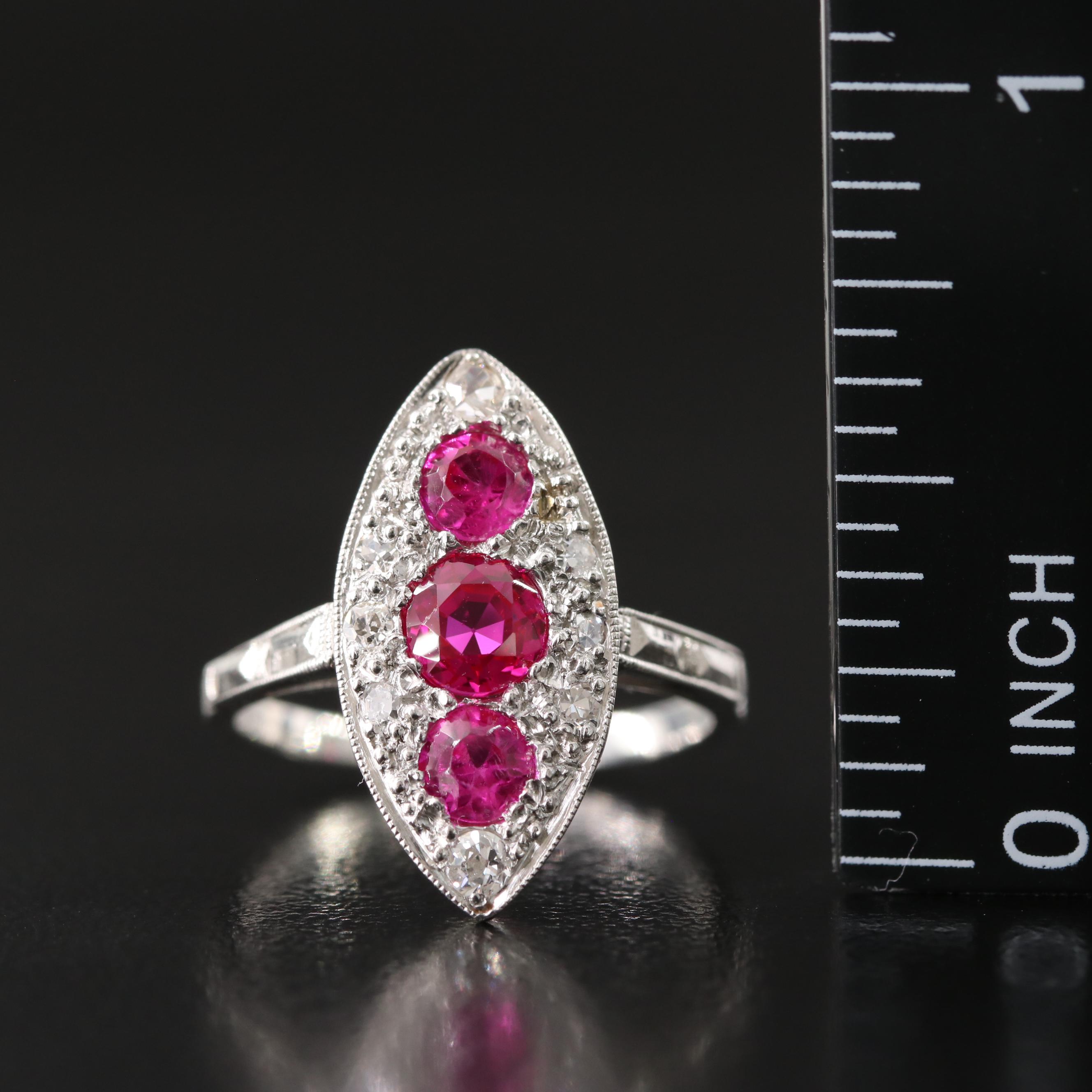 Art Deco Platinum Ruby and Diamond Navette Ring | EBTH